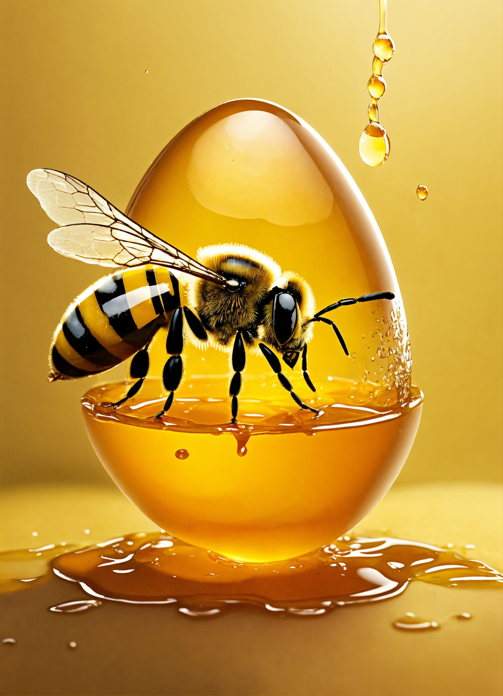 Lexica - Bee shaped like an egg cracking with honey coming out