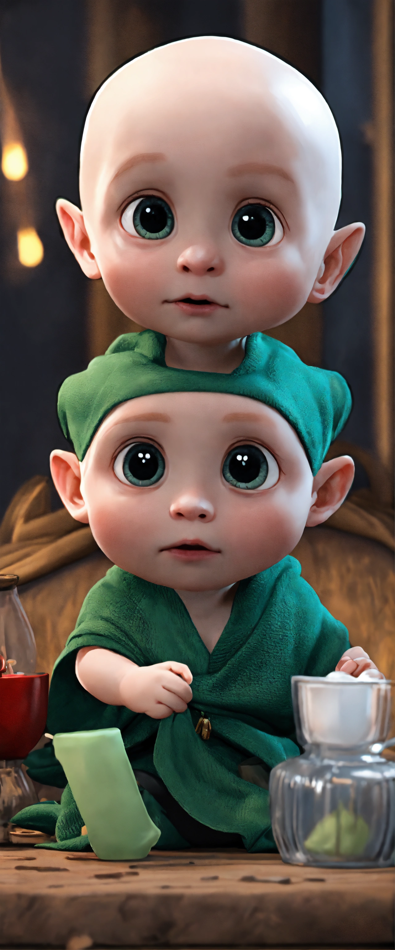 Lexica - Voldemort as a cute baby, cartoon effect, very big eyes. More ...
