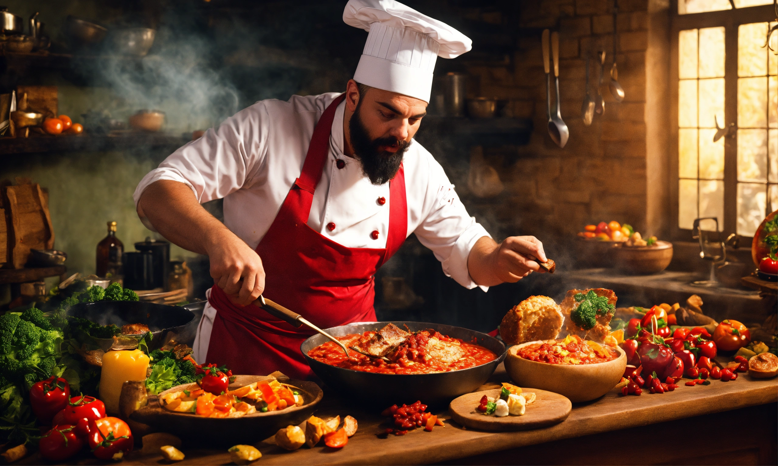 Lexica - Satan disguised as a chef casting his spell on the food