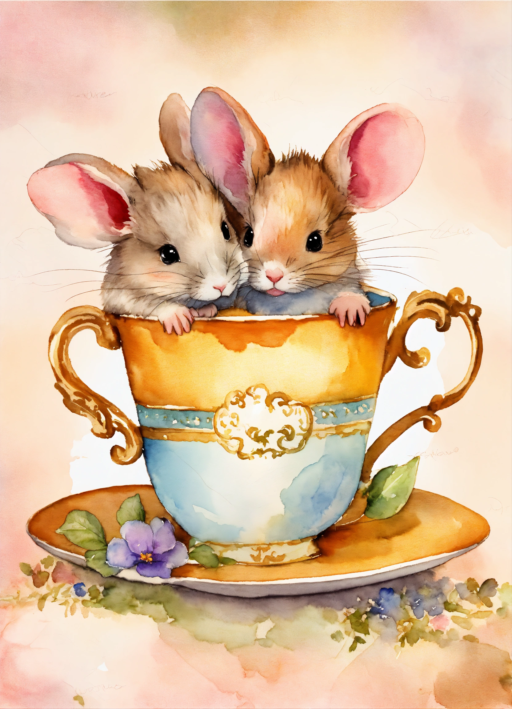 Lexica - Mouse and bunny teacup, mouse and bunny in a teacup ...