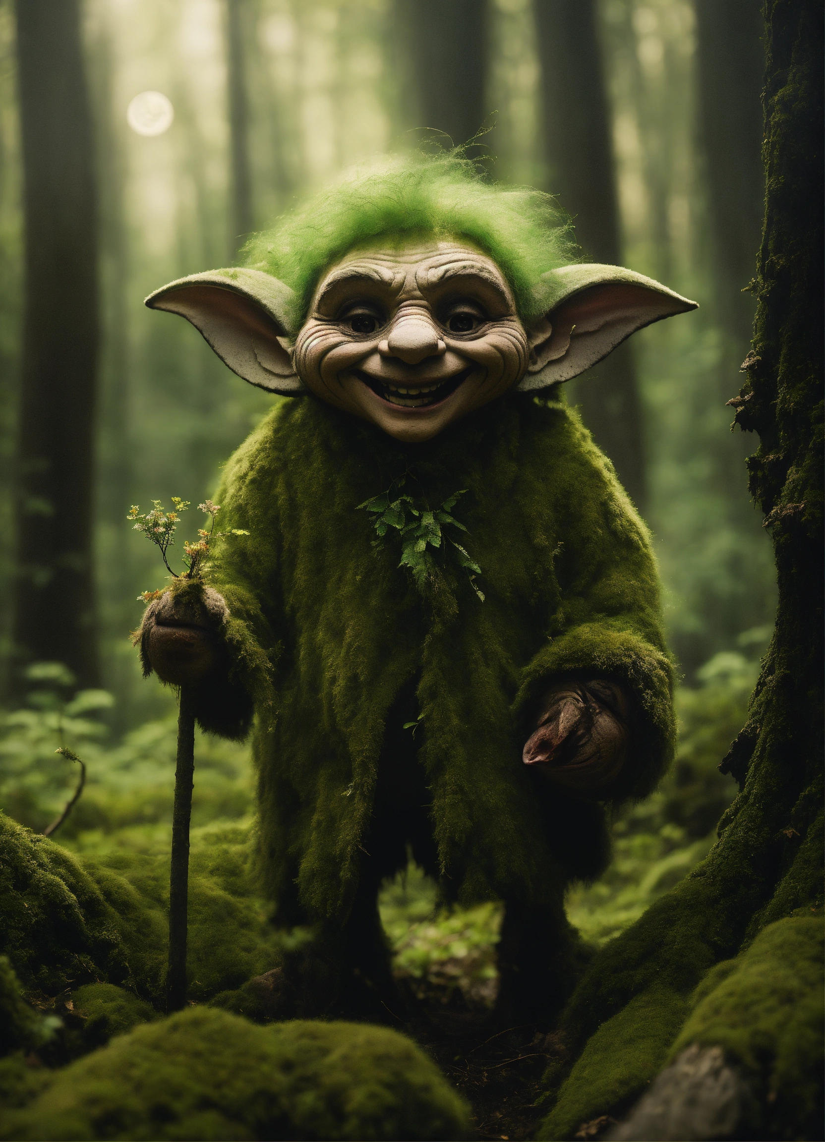 Lexica - A photograph of a smiling happy little troll, facing camera ...