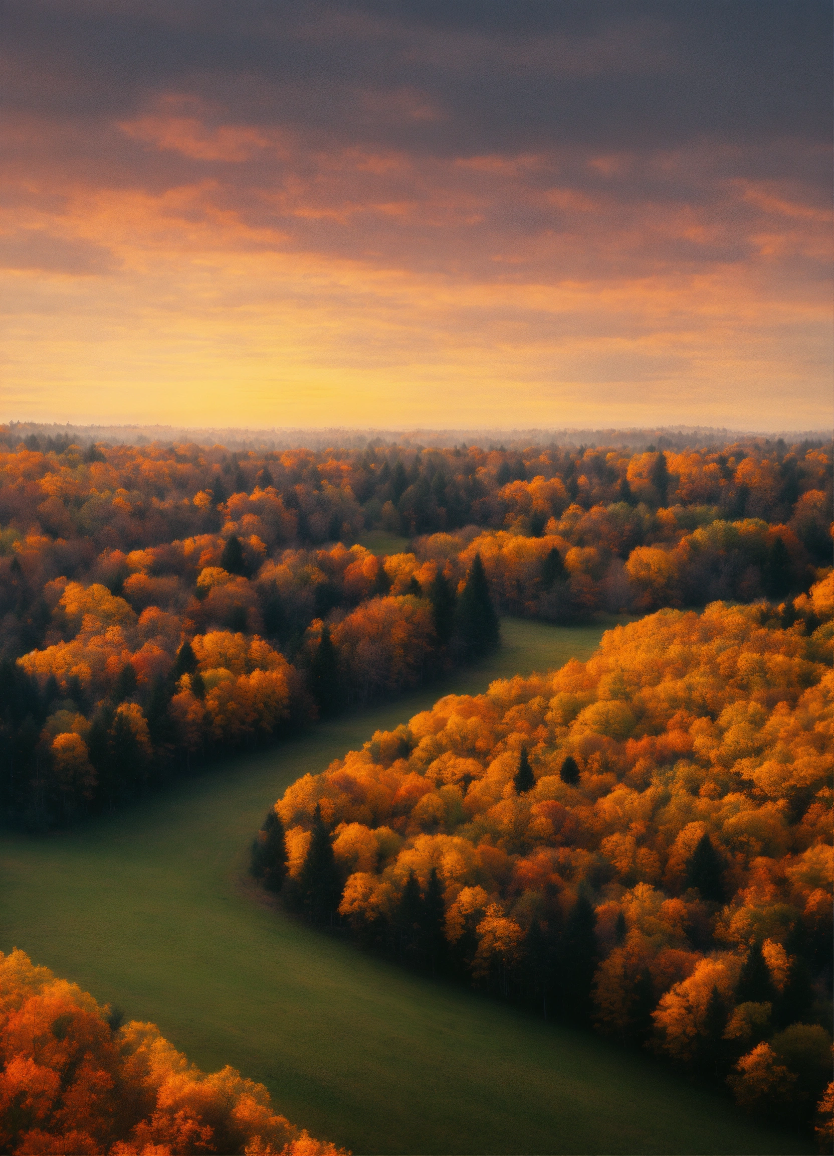 Lexica - Beautiful spooky autumn forest, golden hour, meadow in the ...