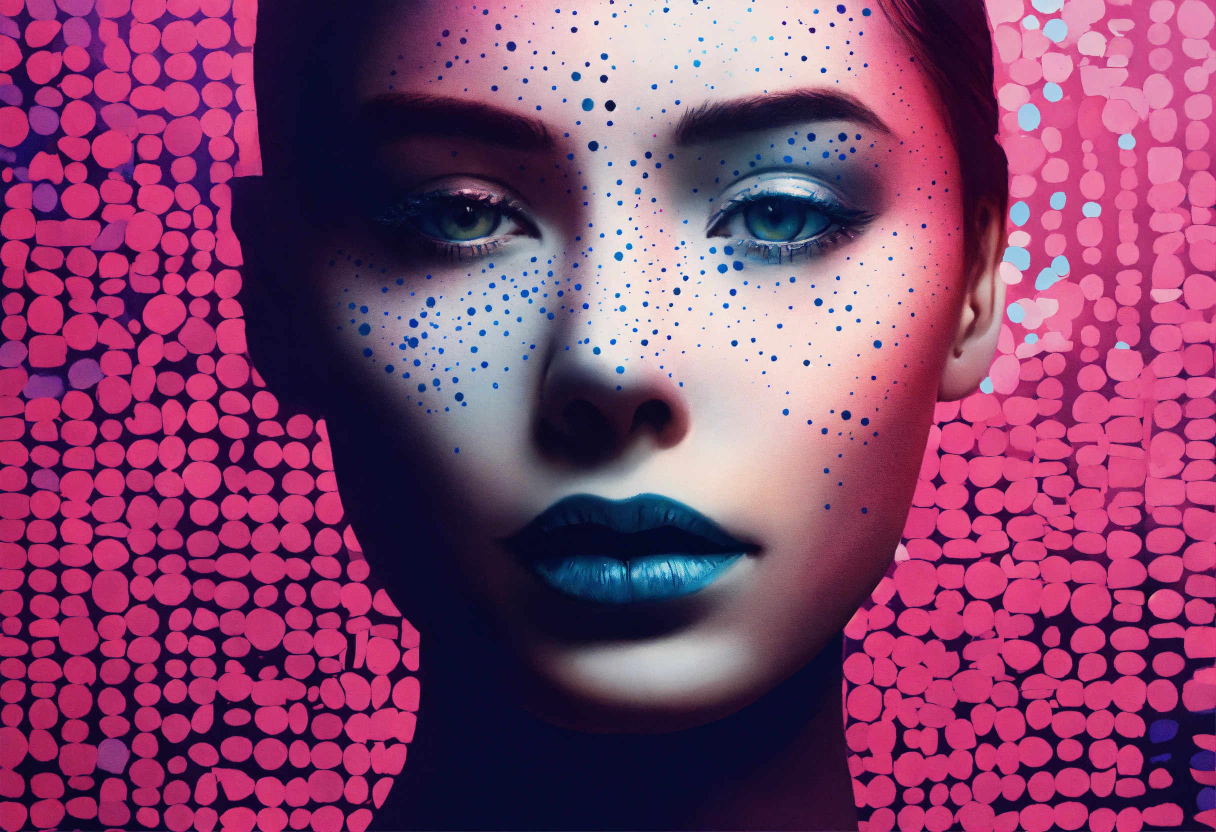 Lexica - Duotone dot art of a face