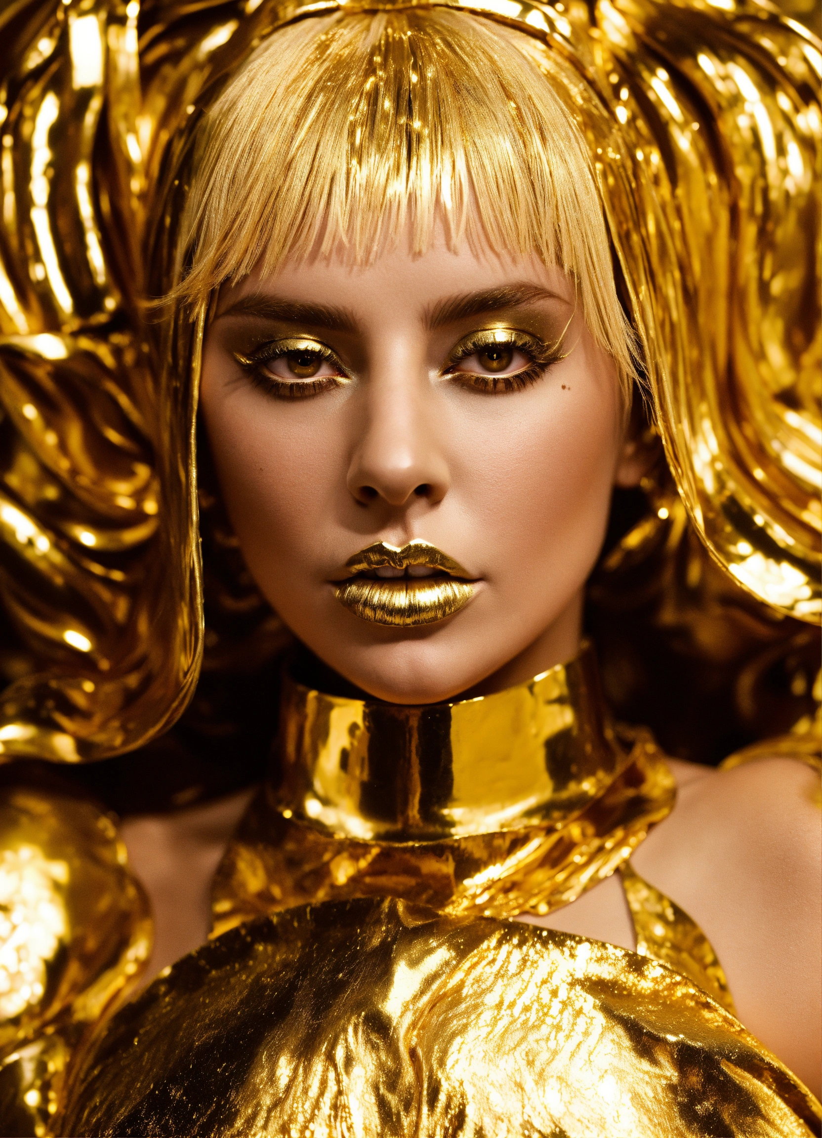 Lexica - Gold Full Body Lady Gaga Gold Hair, Gold Hair, Gold Eyes, Gold ...