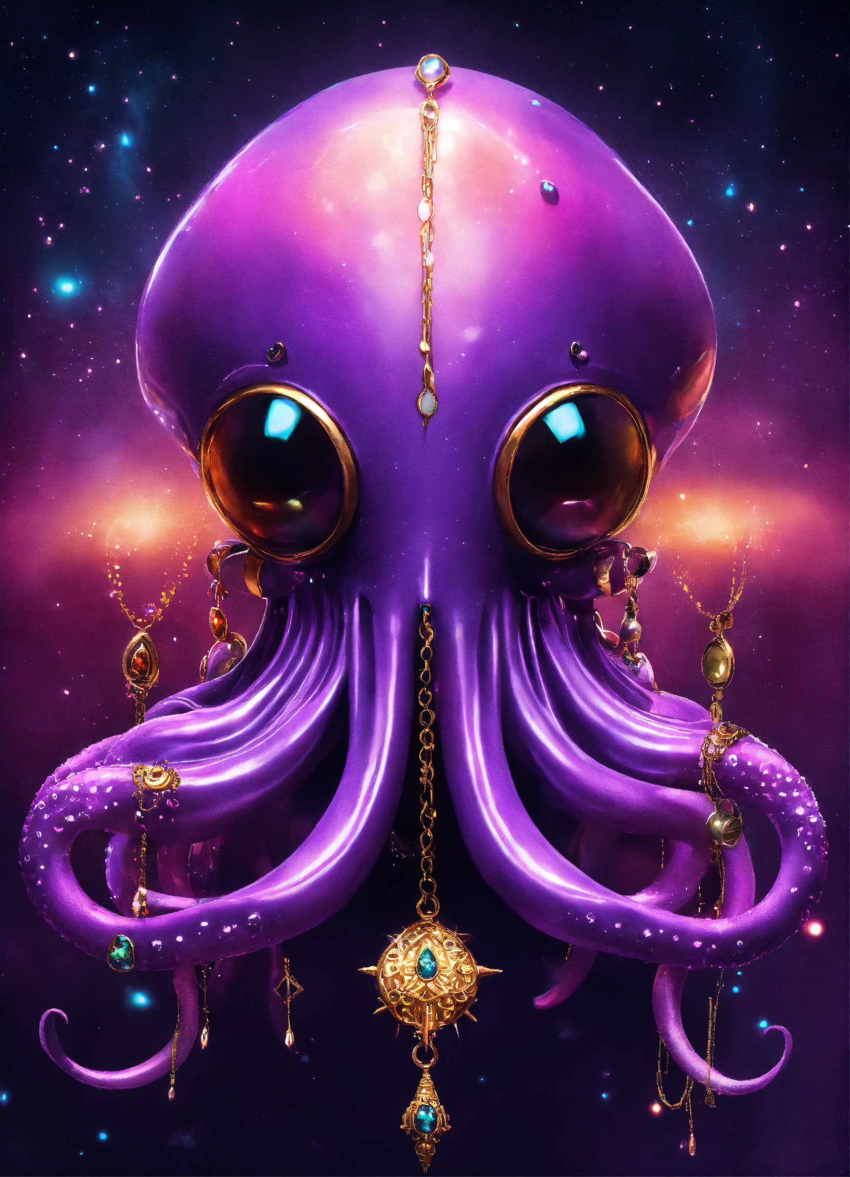 Lexica - Purple psychic space squid with jewelry
