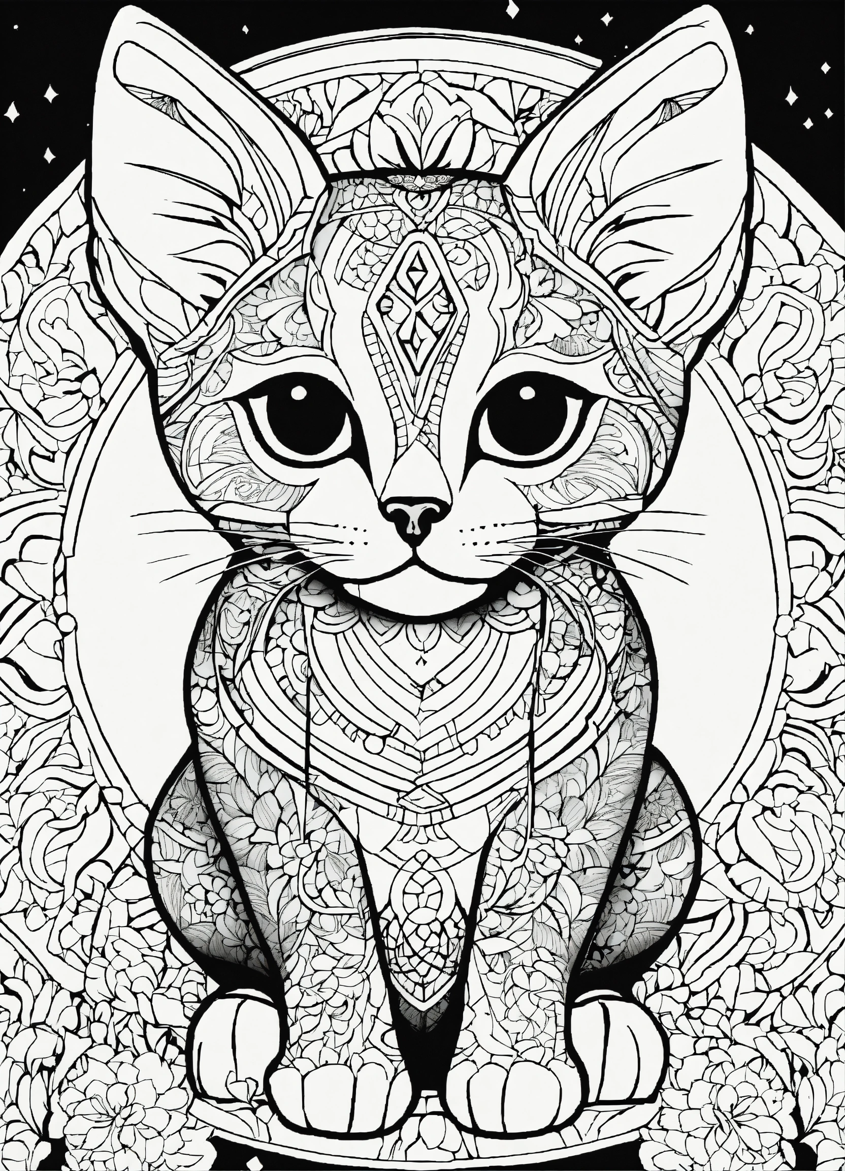 Lexica - Coloring page for adults, bold lines, dark lines, mandala ...