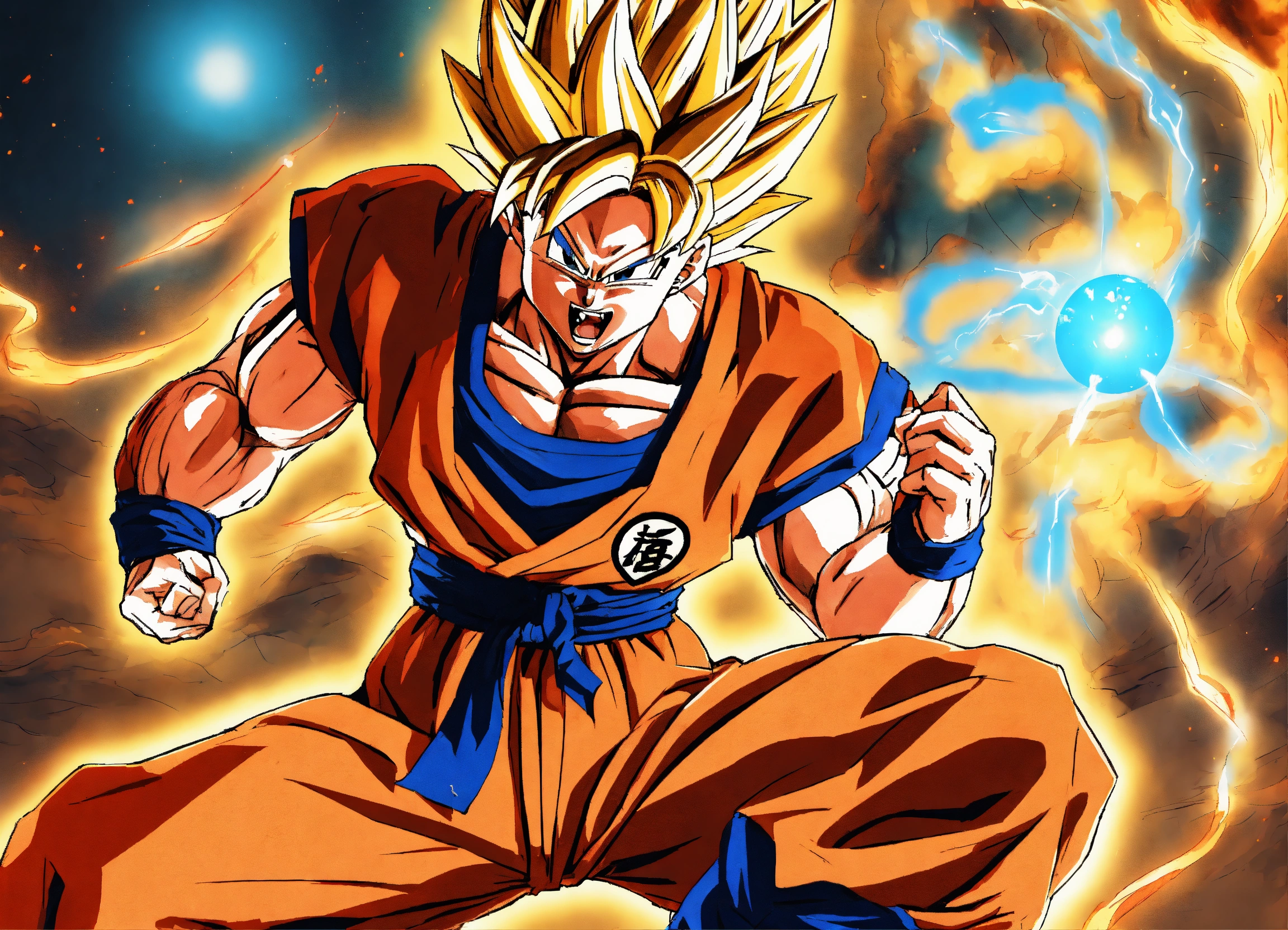 Lexica - Pencil render illustration of Dragon Ball Zof Super Saiyan 2 ...