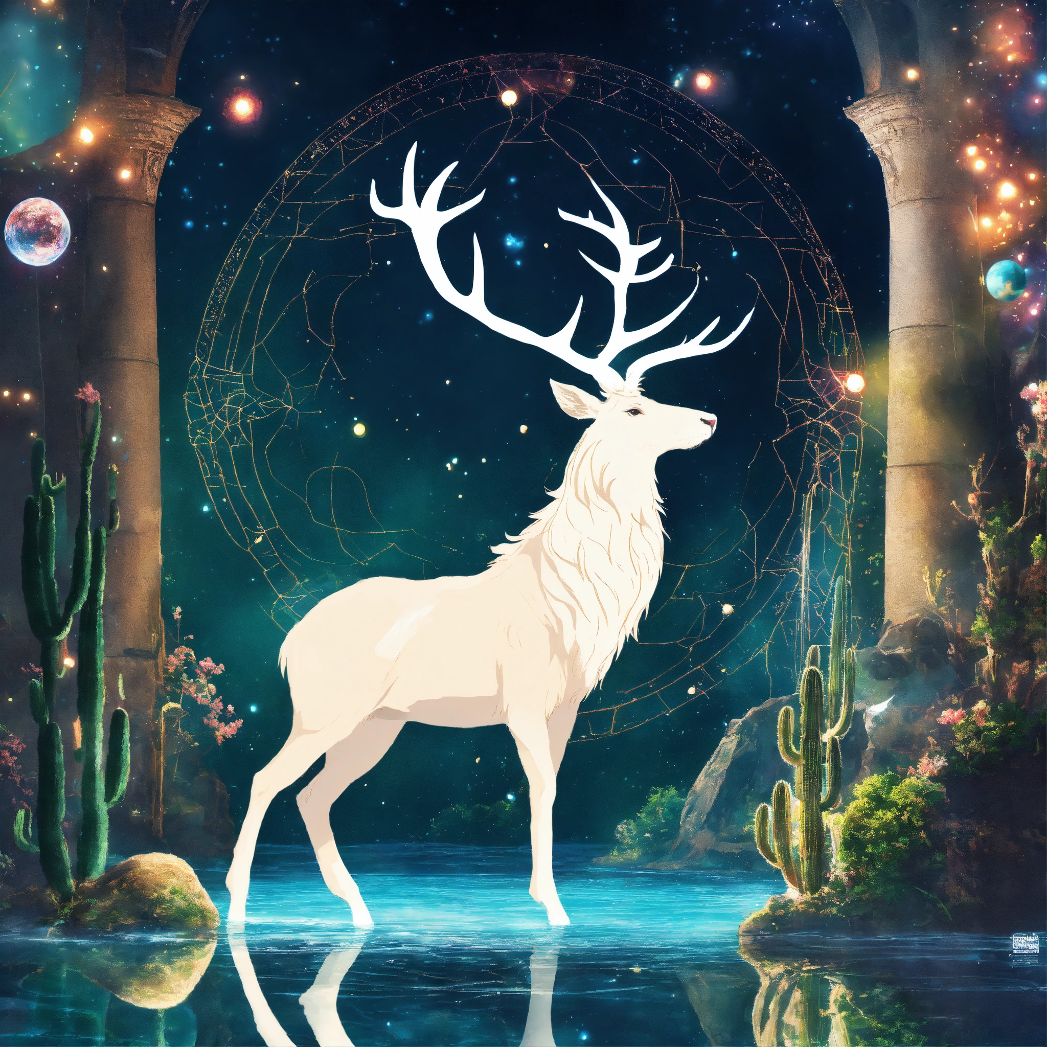 Lexica - Underwater long exposure photography, a giant white elk flying ...