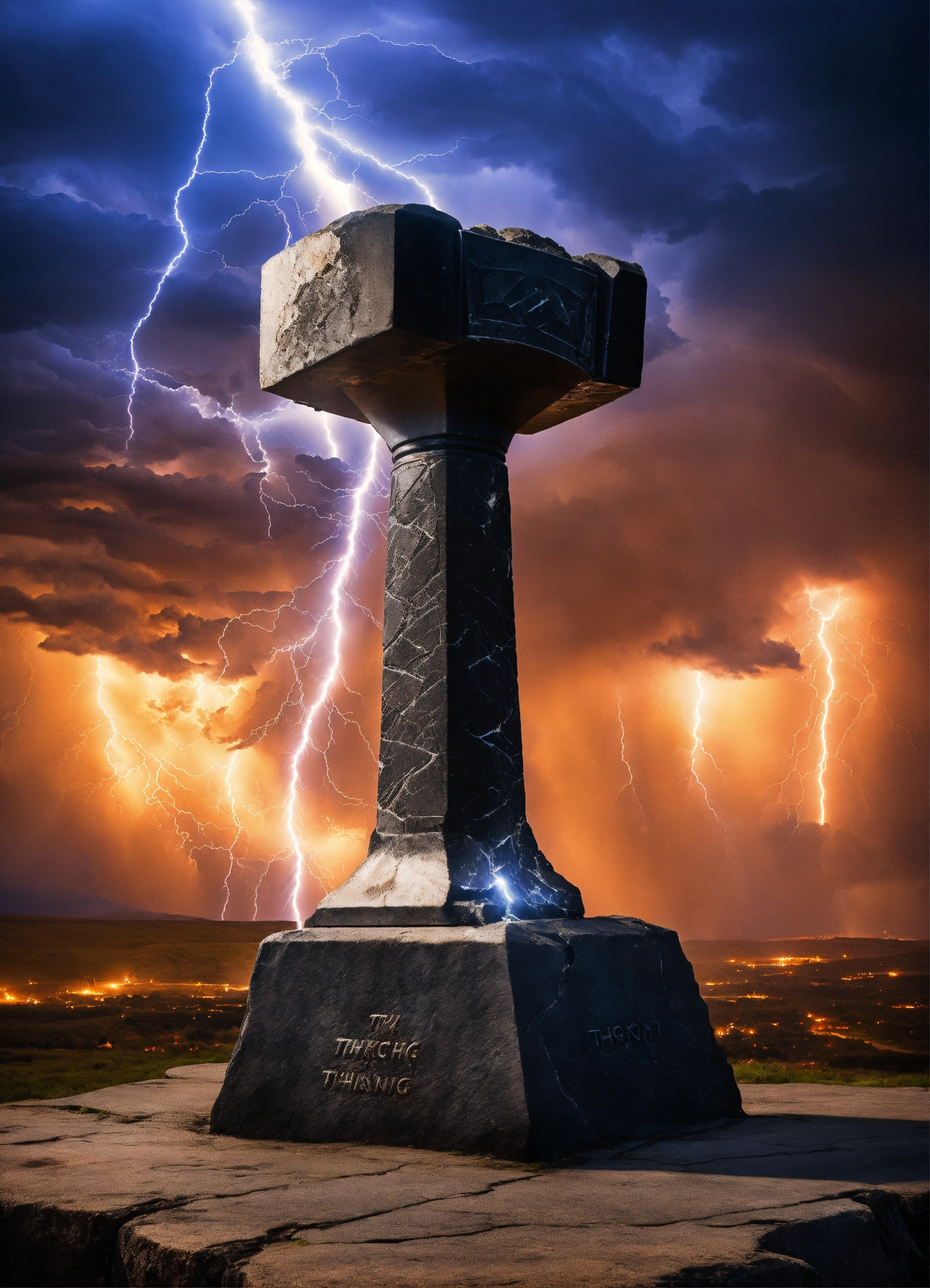 Lexica - Thor striking anvil, Thors hammer, lightning, cracked stone ...