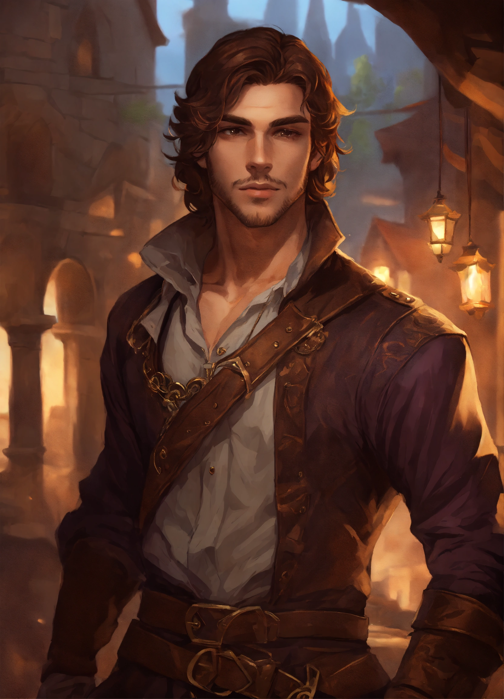 Lexica - Handsome male thief with brown hair d&d