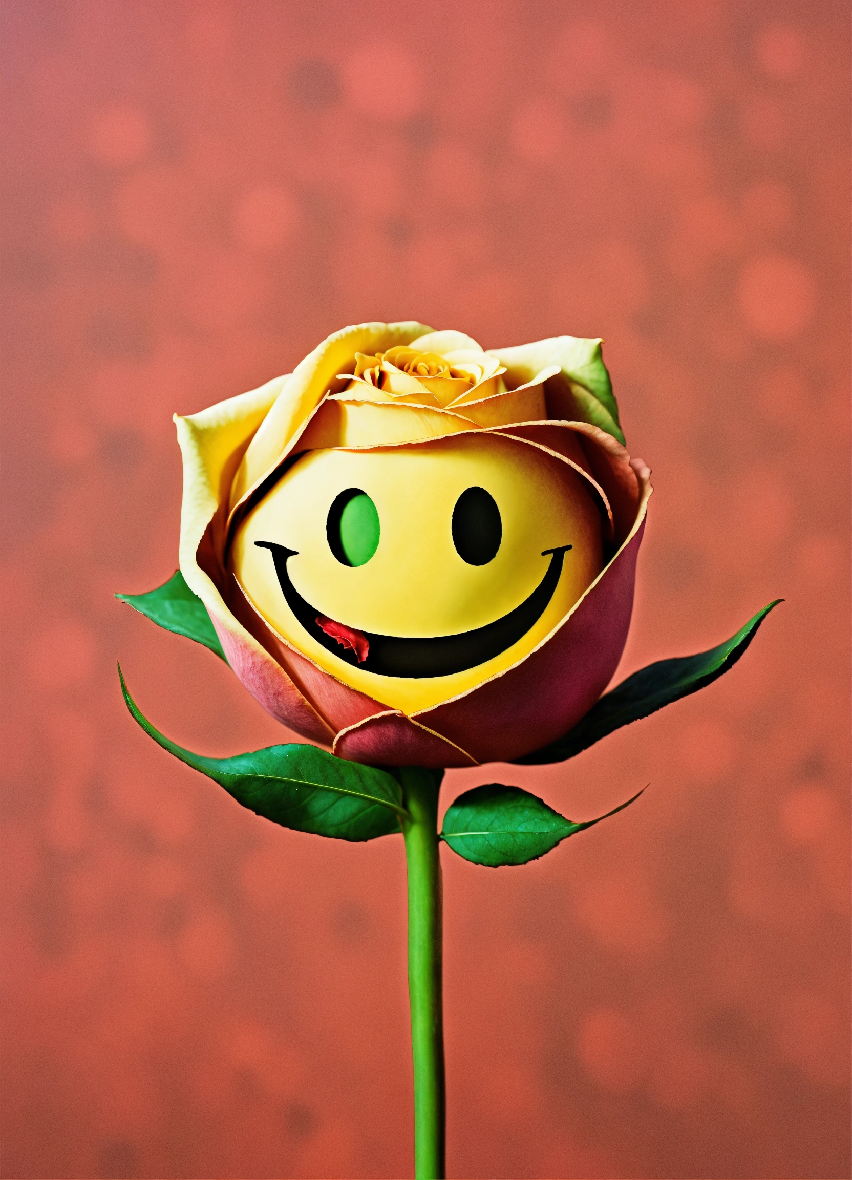 Lexica - A single anthropomorphic rose with a smiley face, two x for ...