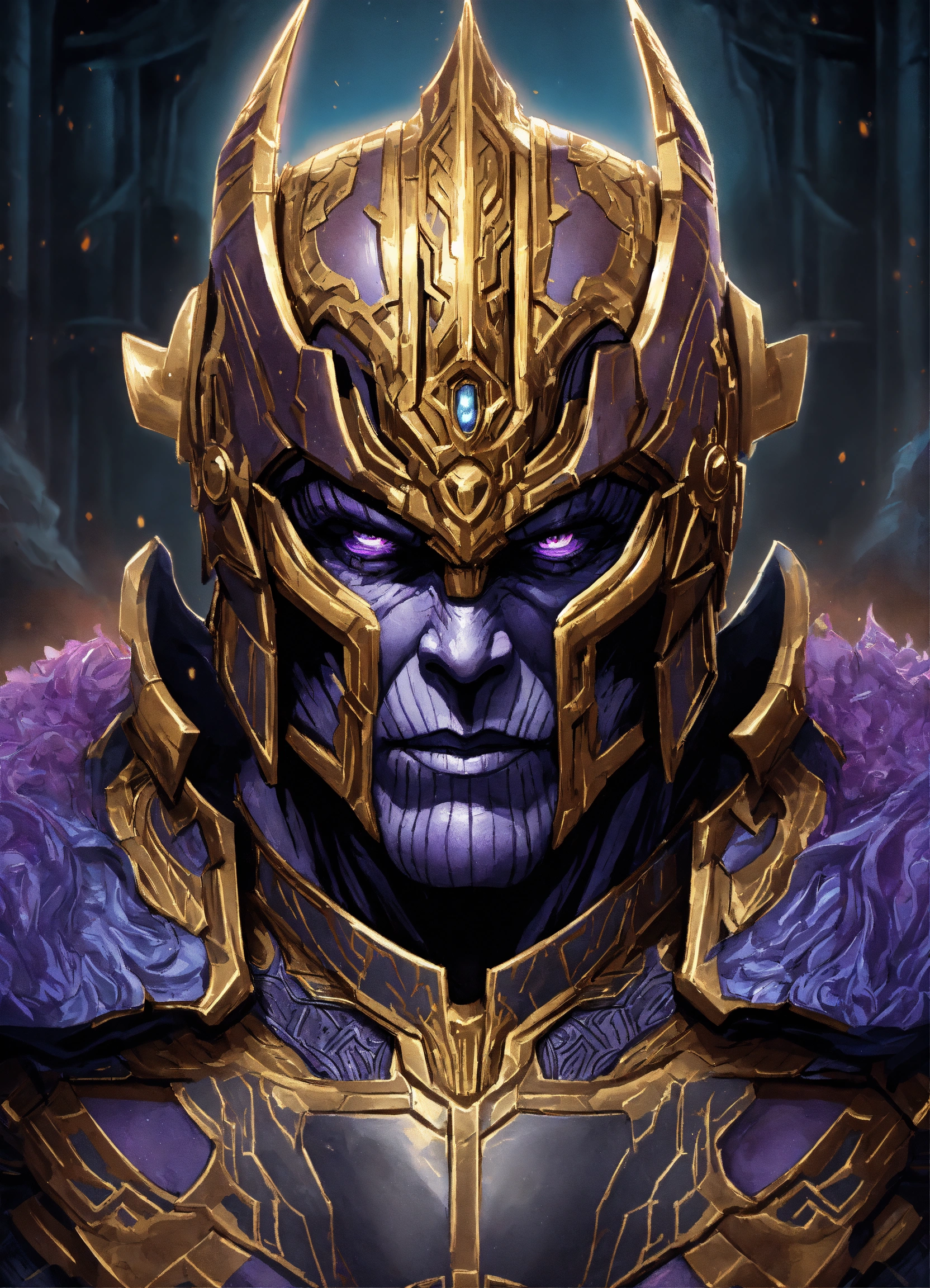 Lexica - A close up of Thanos, symmetrical epic fantasy art, fantasy ...