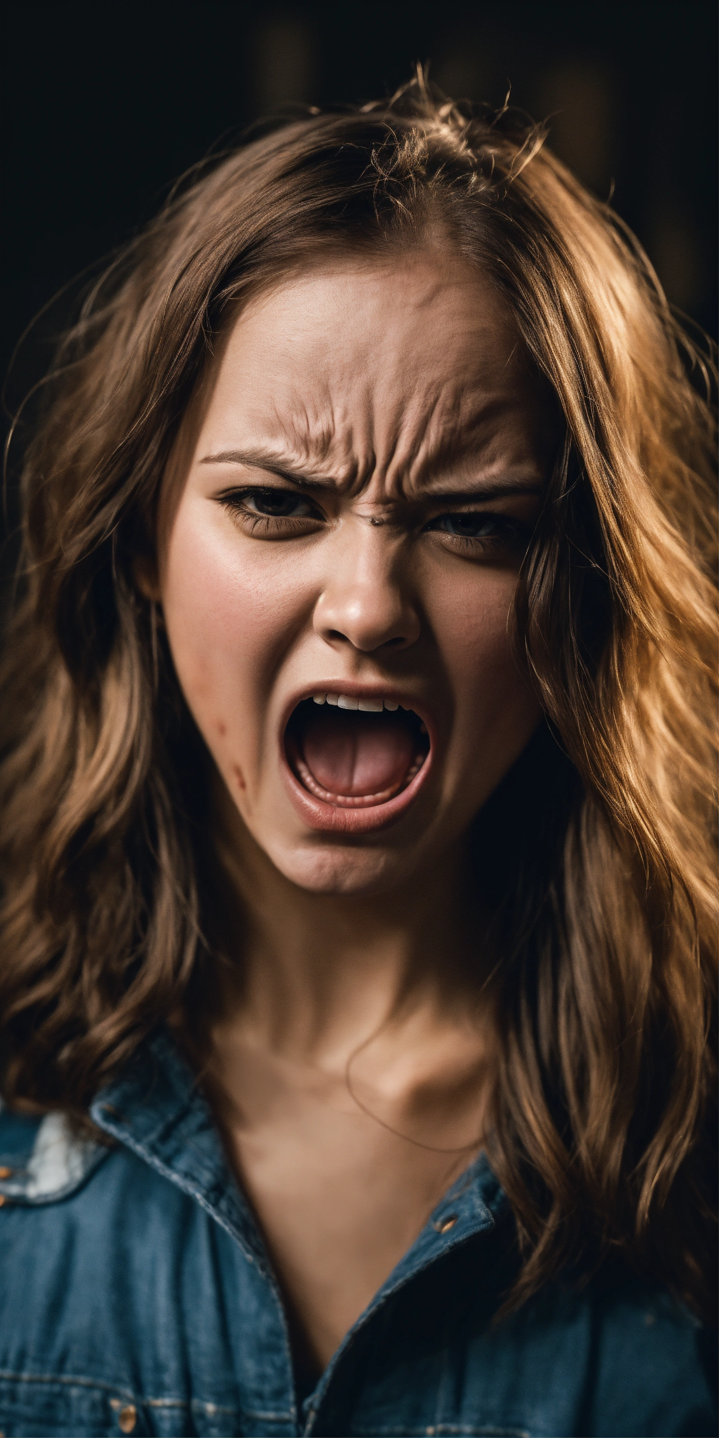 Lexica - A girl about 28 years old screaming with anger. The girl is ...