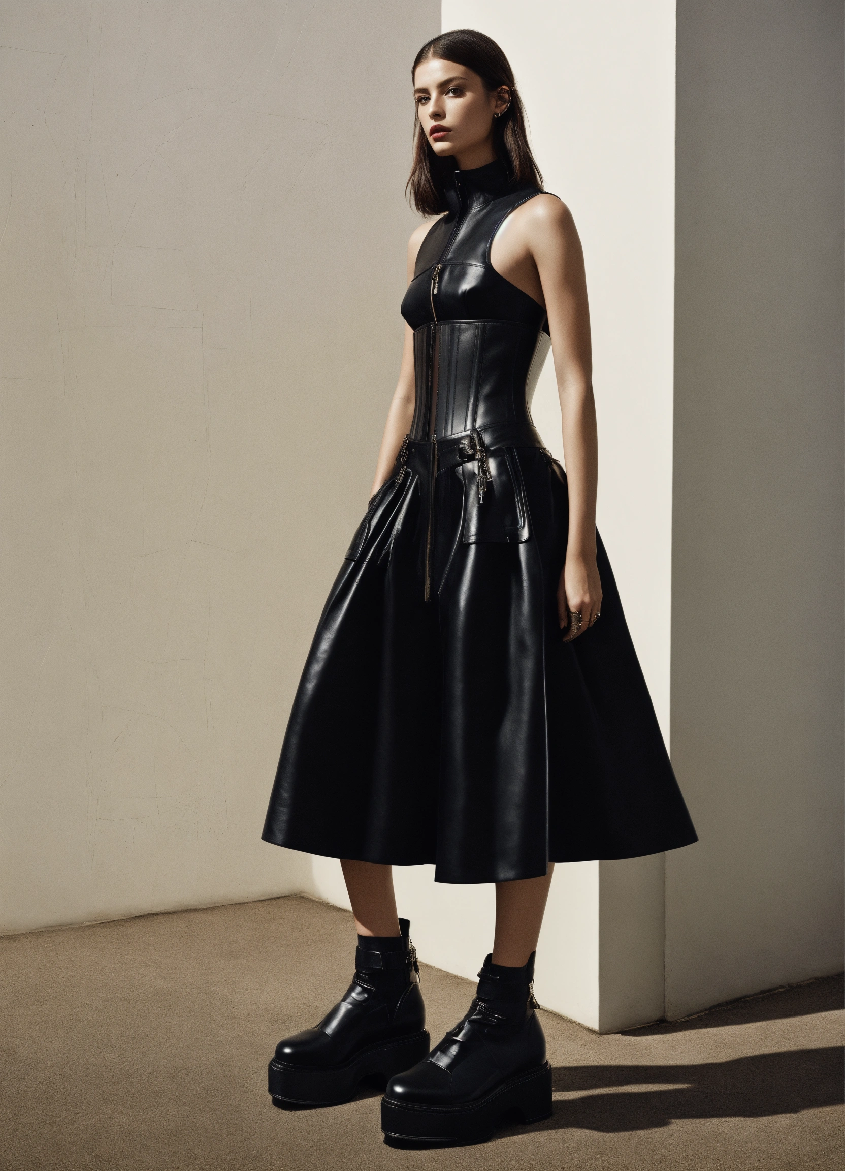 Lexica - Ultra hd! editorial, Balenciaga, female model, black leather ...