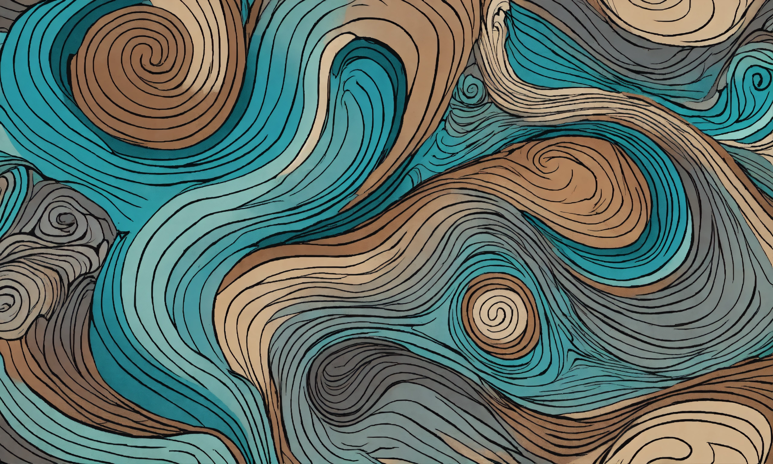 Lexica - Repeating pattern cartoon line drawings of swirls and ripples ...