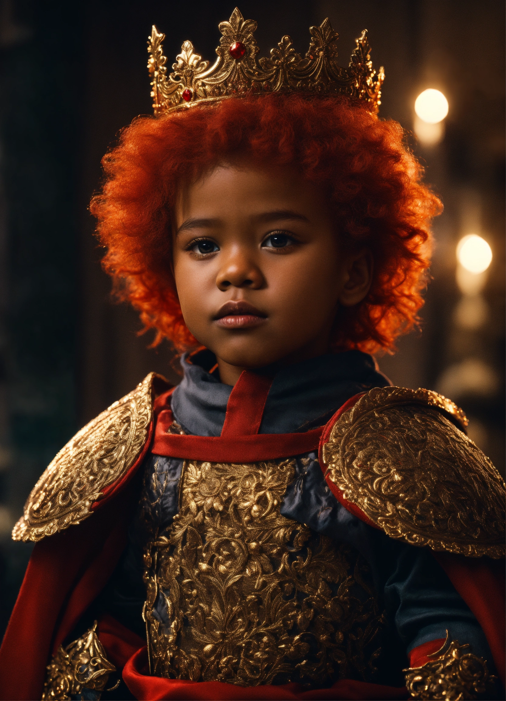 Lexica - Black child king red hair red beard fantasy 4k