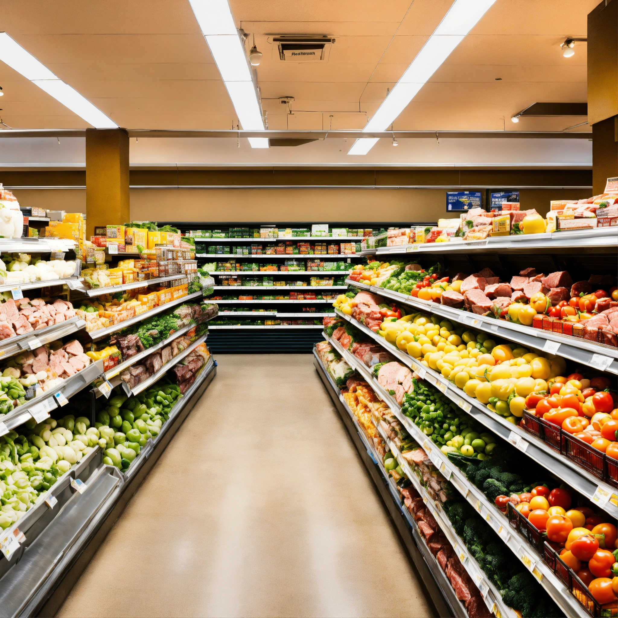 Lexica - A photo of a well-stocked grocery store. The store is clean ...
