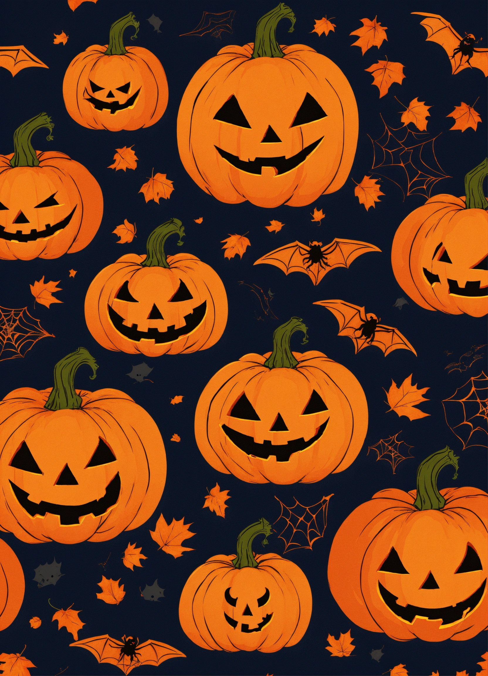 Lexica - Vector graphic hallowweeen cute pumpkins and bats