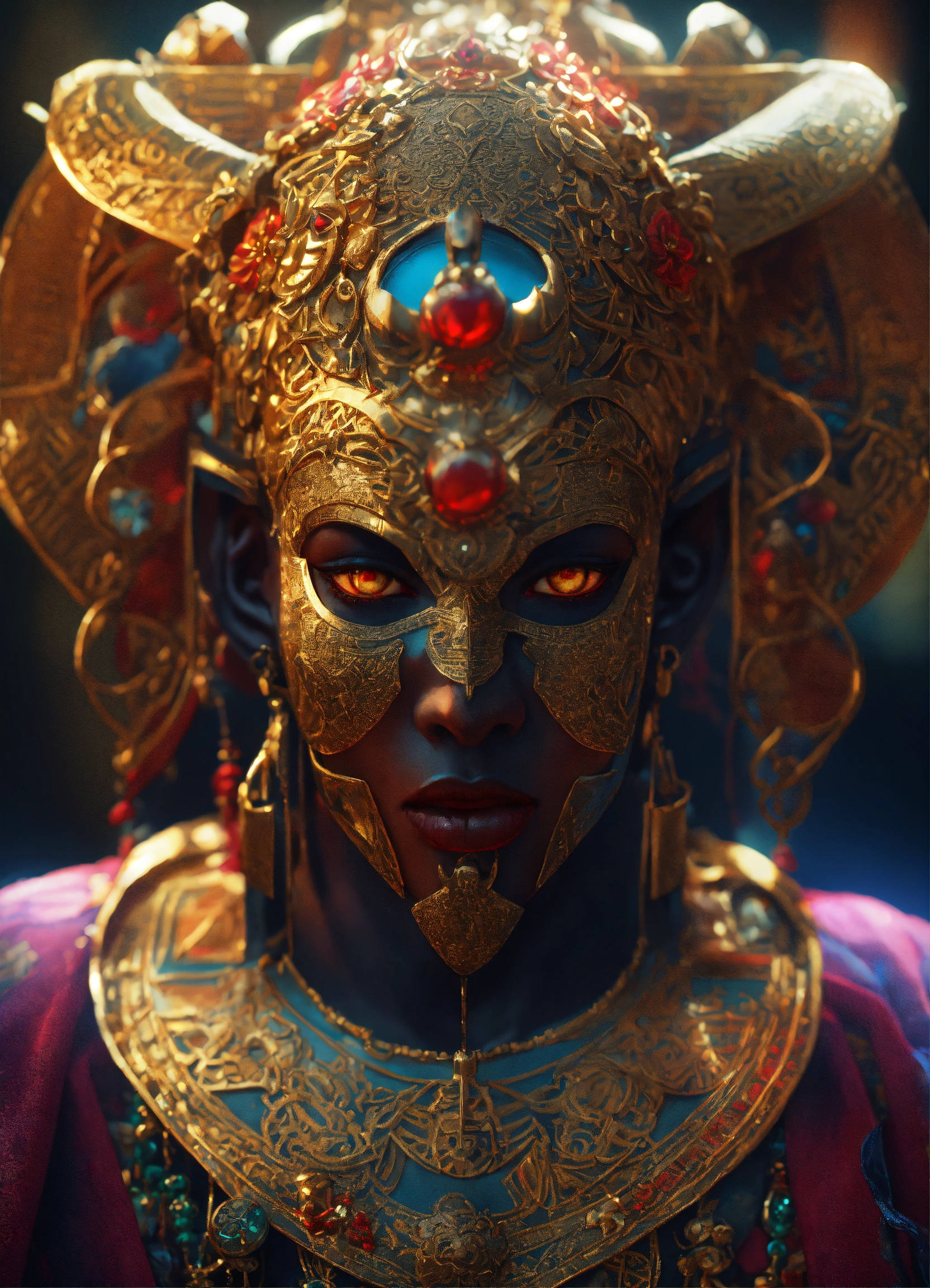 Lexica - Ethiopian Oni evil mask intricate, veil, porcelain, scenario ...