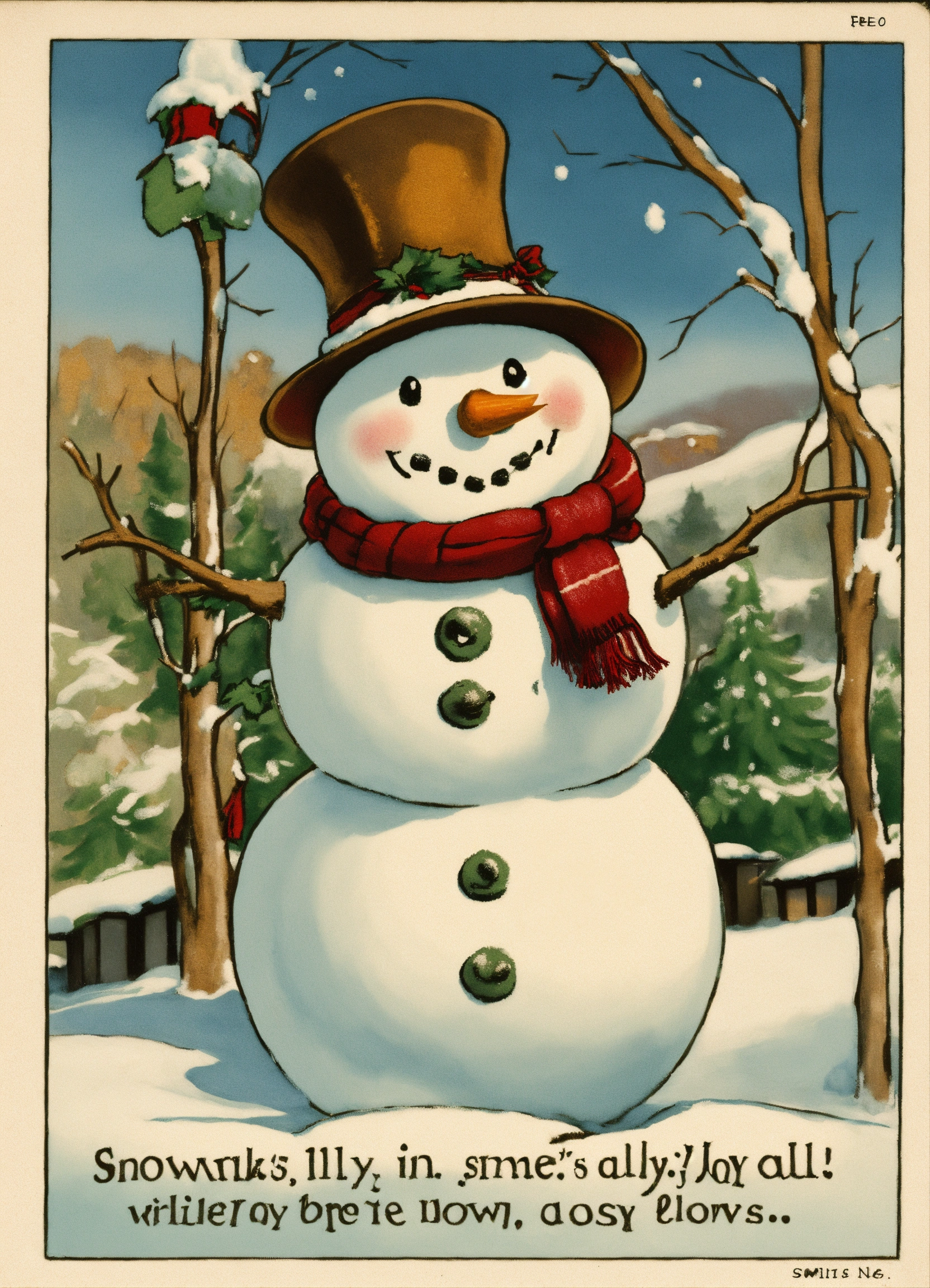 Lexica - Snowman's jolly spirit, smiles in winter, a frosty friend for ...