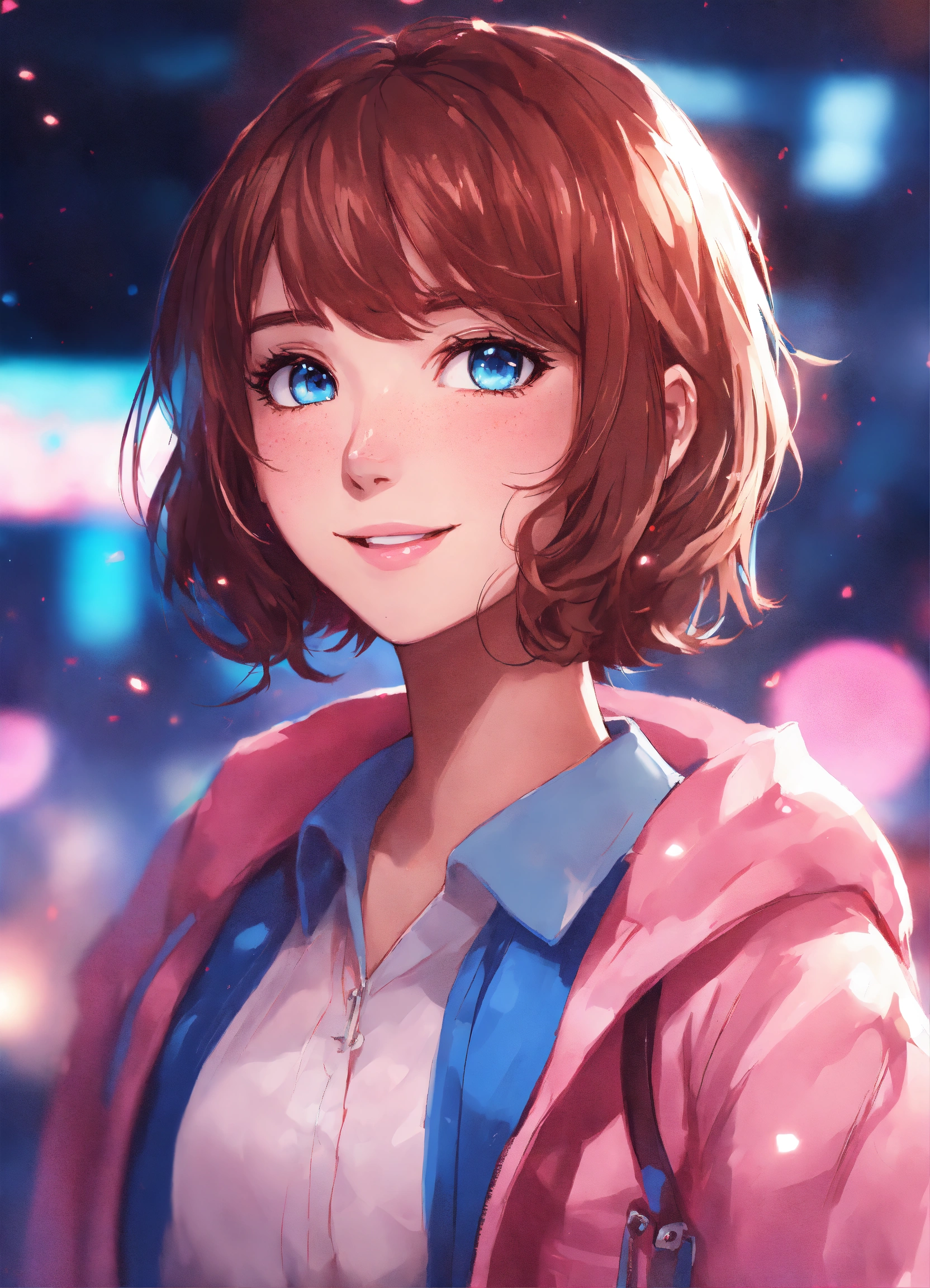 Lexica - Portrait, comic book anime style, bright lighting, pink and ...