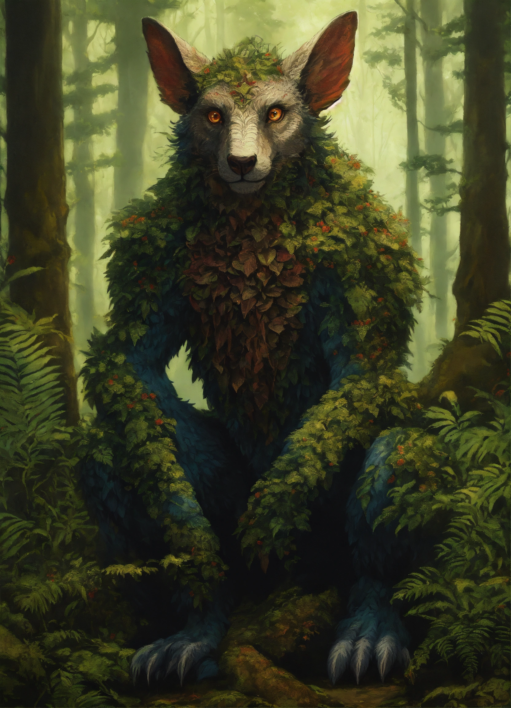 Lexica - Dark forest creature, portrait of a never-before-seen animal ...