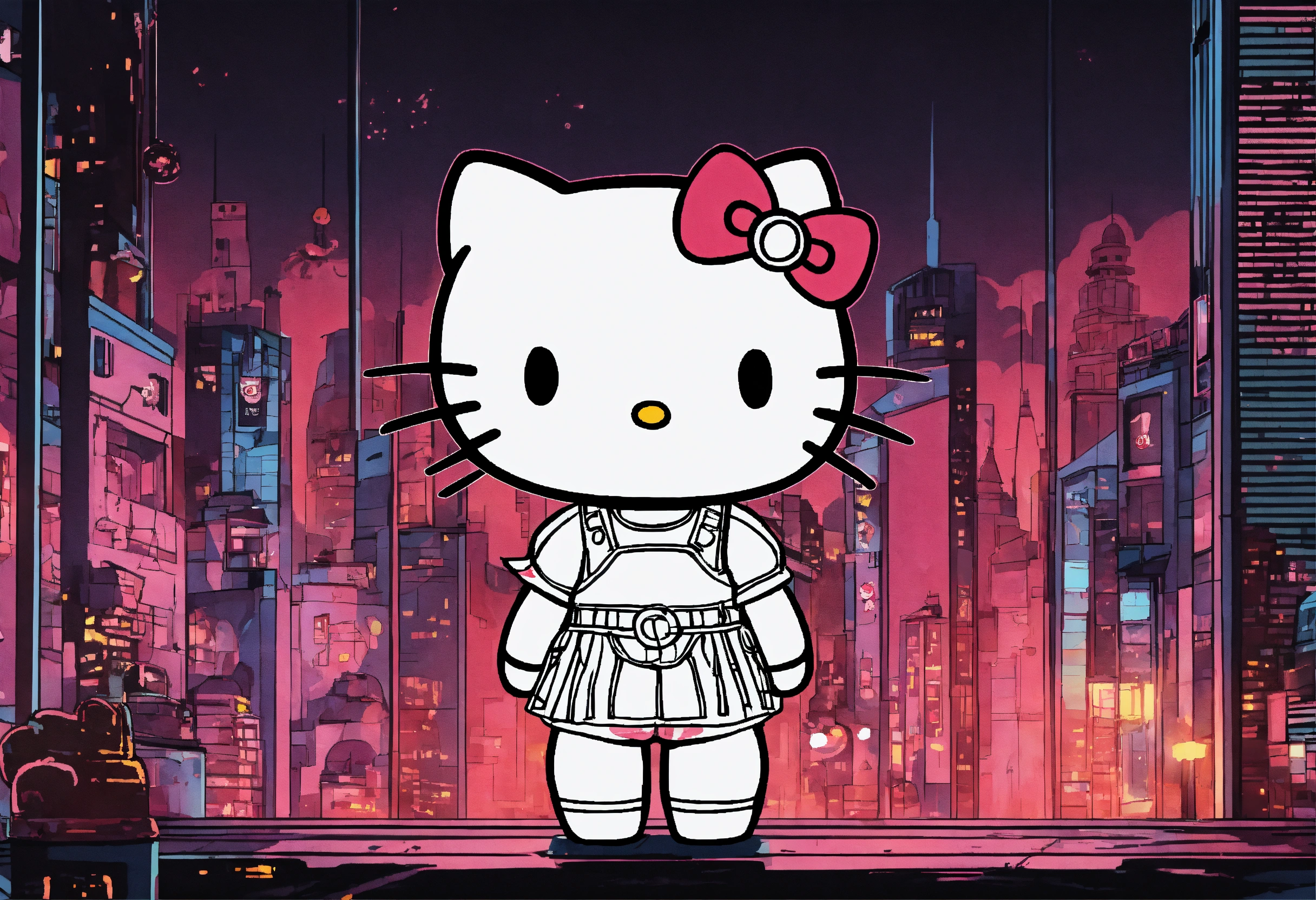 Lexica - Traditional hand-drawn animation of Hello Kitty and her ...