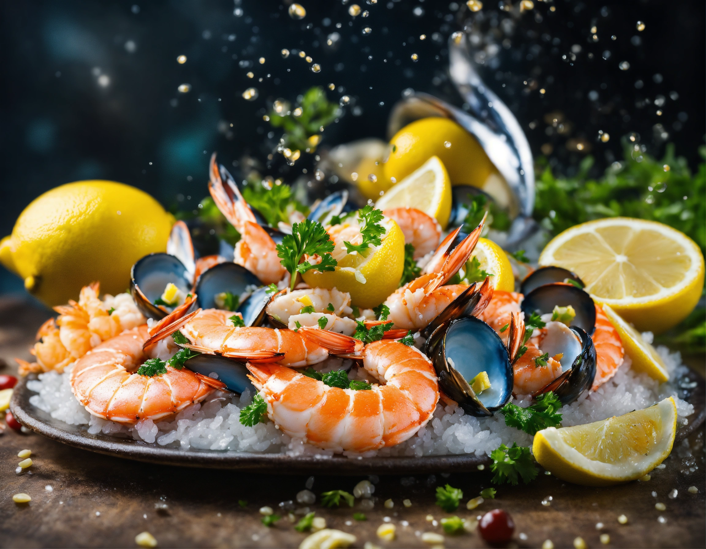 Lexica - Seafood platter. With spectacular splashes of lemon. Creative ...