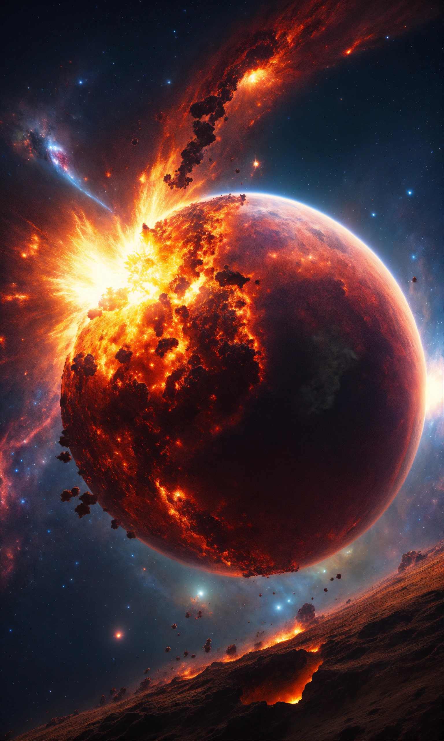 Lexica - Create a 4k digital art piece showing an unknown planet ...