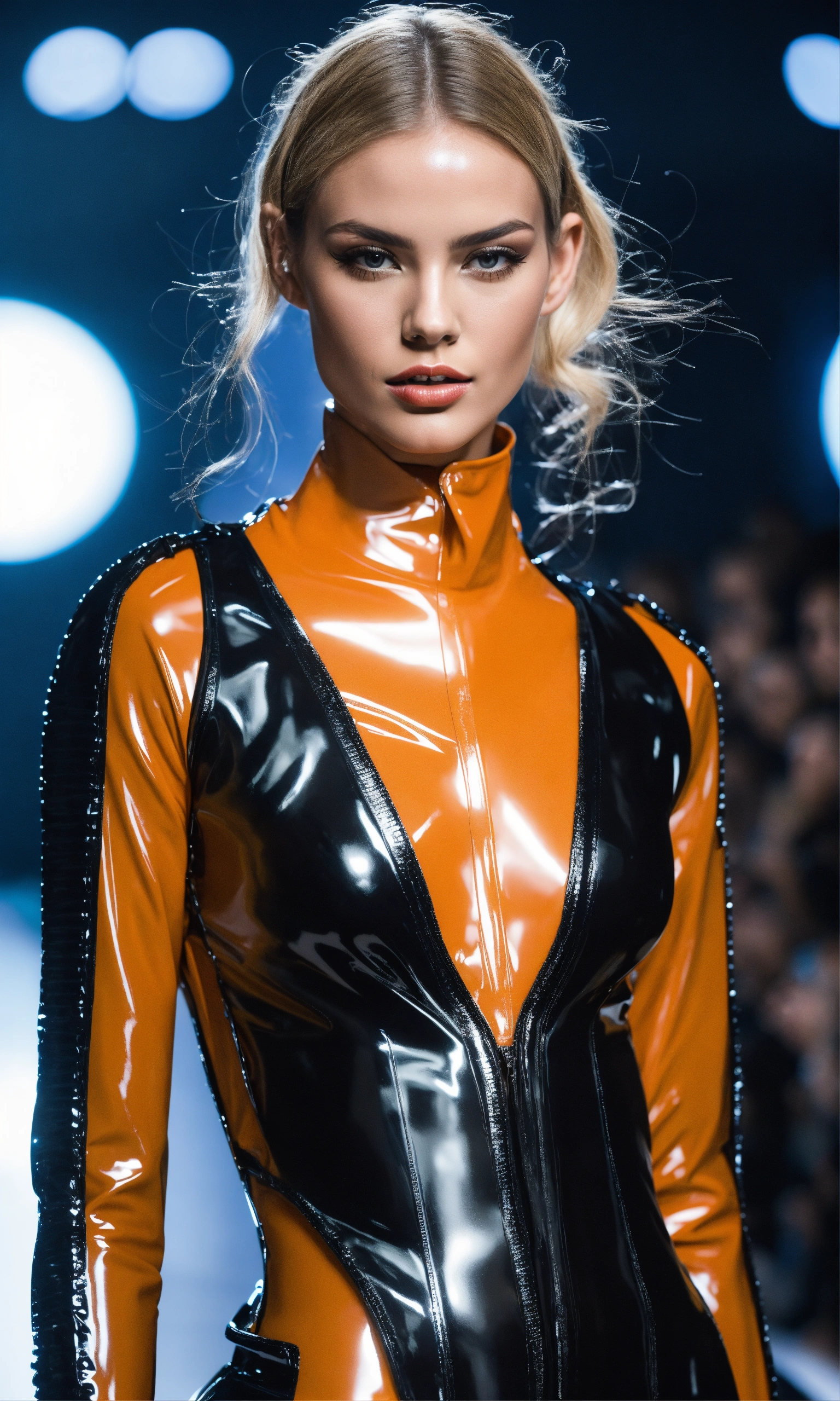 Lexica - A breathtaking woman fashion model dressed in latex on a ...