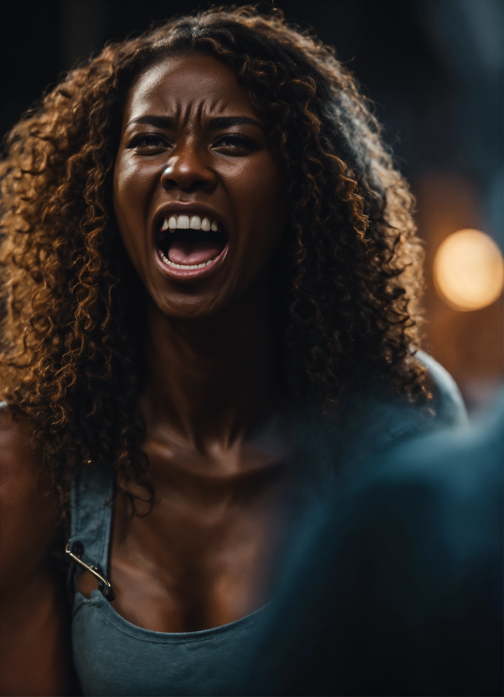Lexica - Cinematic photo blackman woman screaming at man, realistic ...