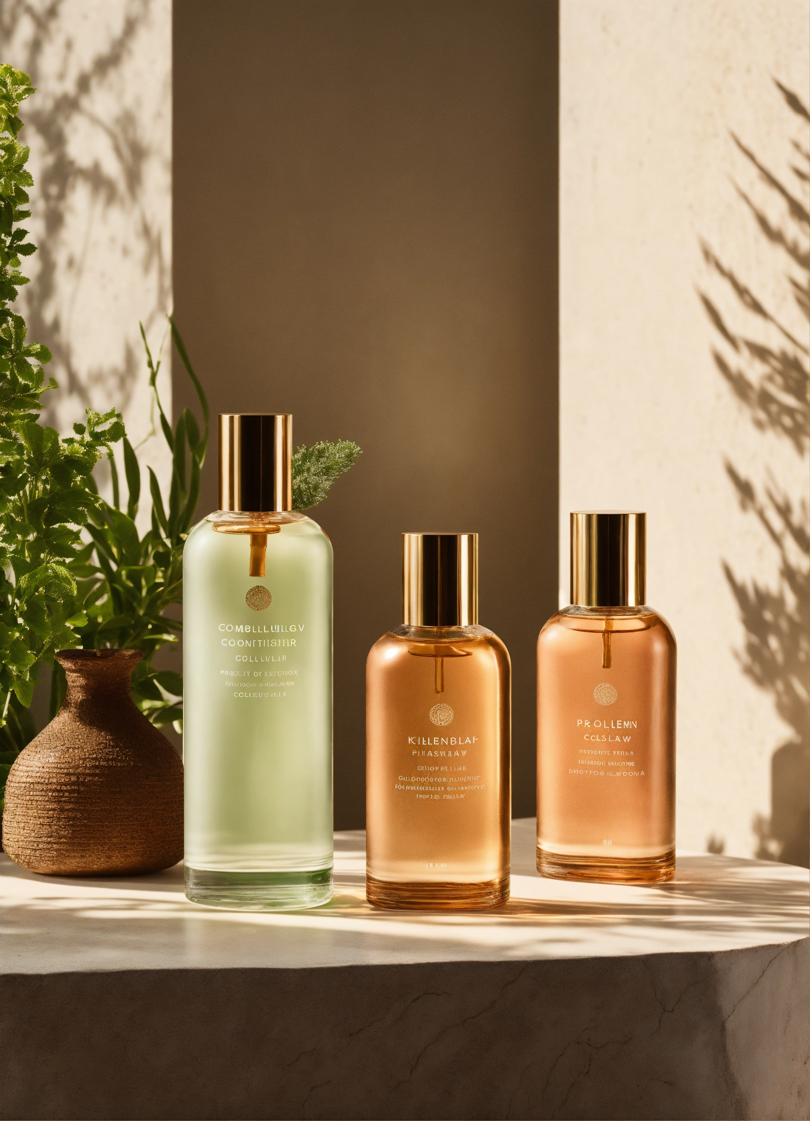 Lexica - Product photography of 3 cologne bottles standing upright on ...