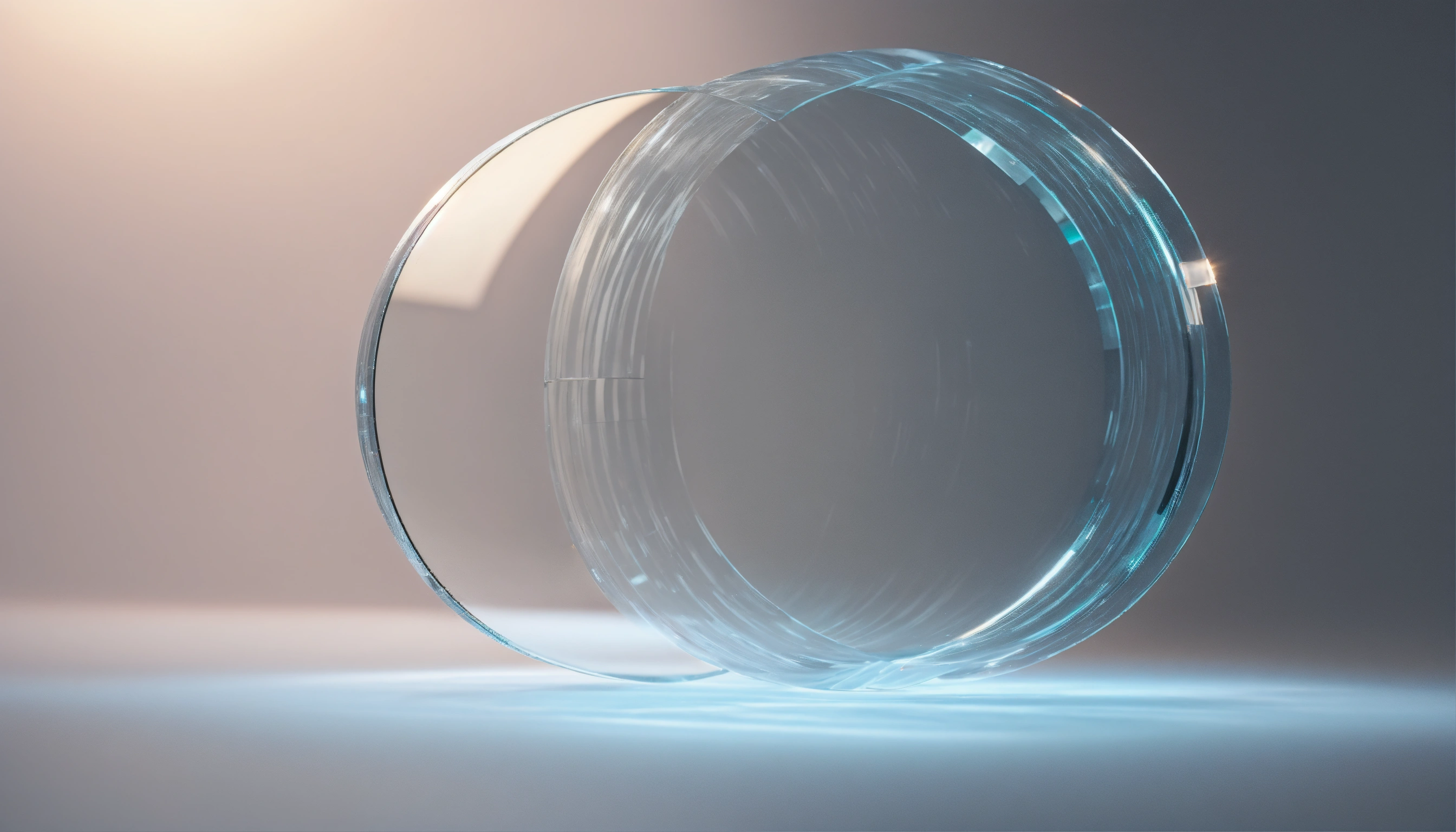 Lexica - Ultra thin glass circle, seen from a side angle with a rotated ...