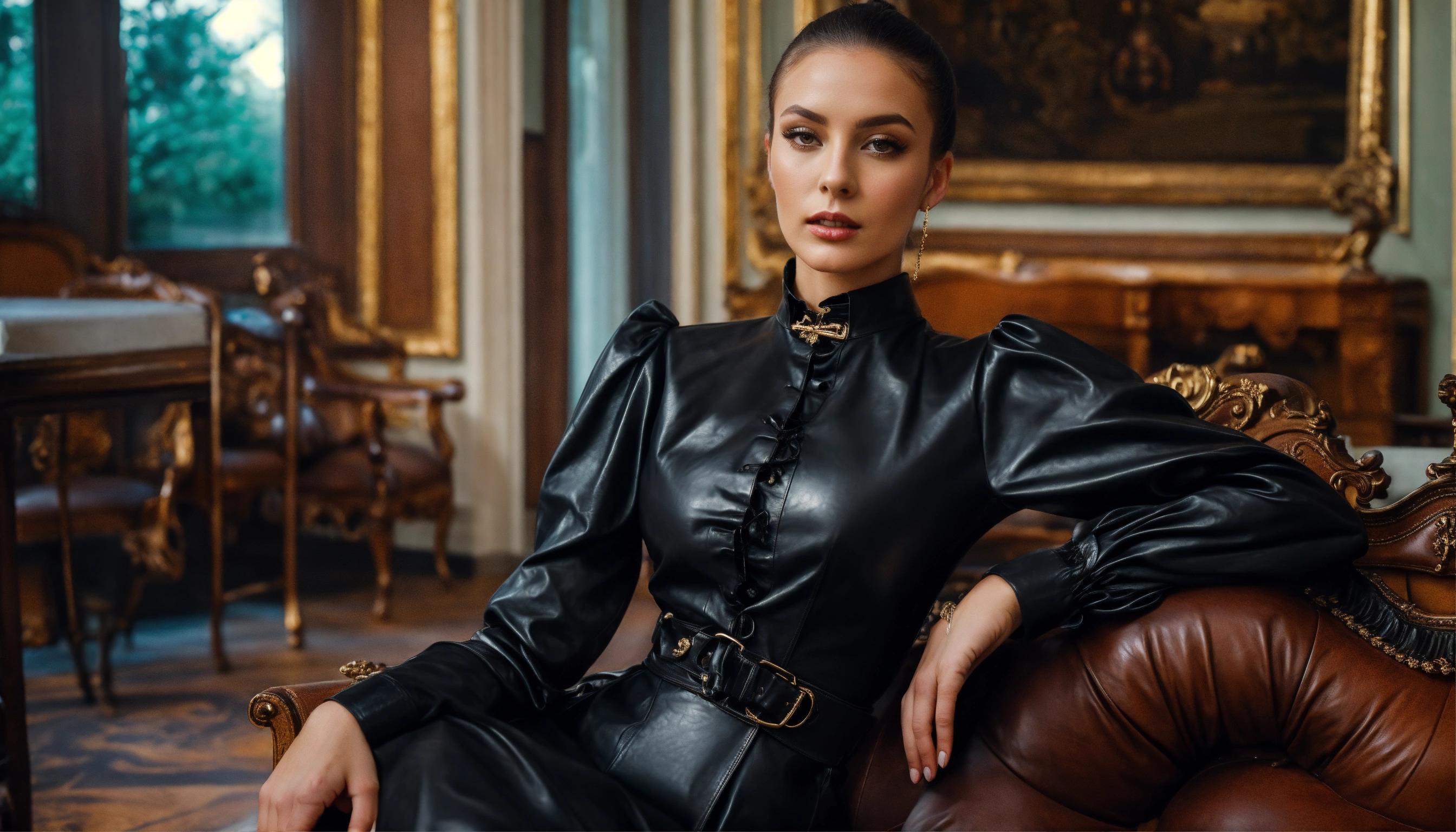 Lexica - Stunning european mistress woman fashion model sitting ...