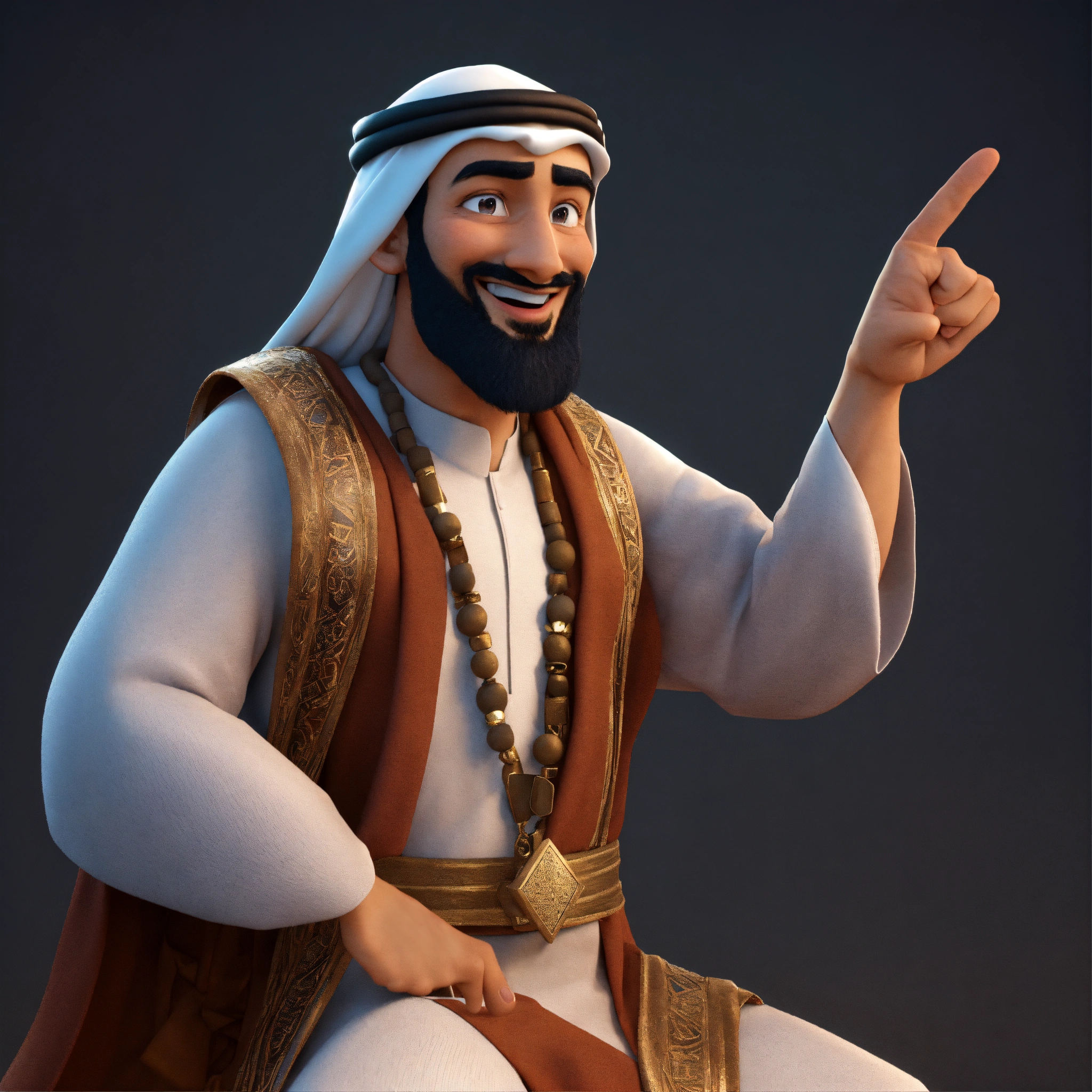 Lexica - Create a 3D rendering of an Arab sheikh showing his index ...