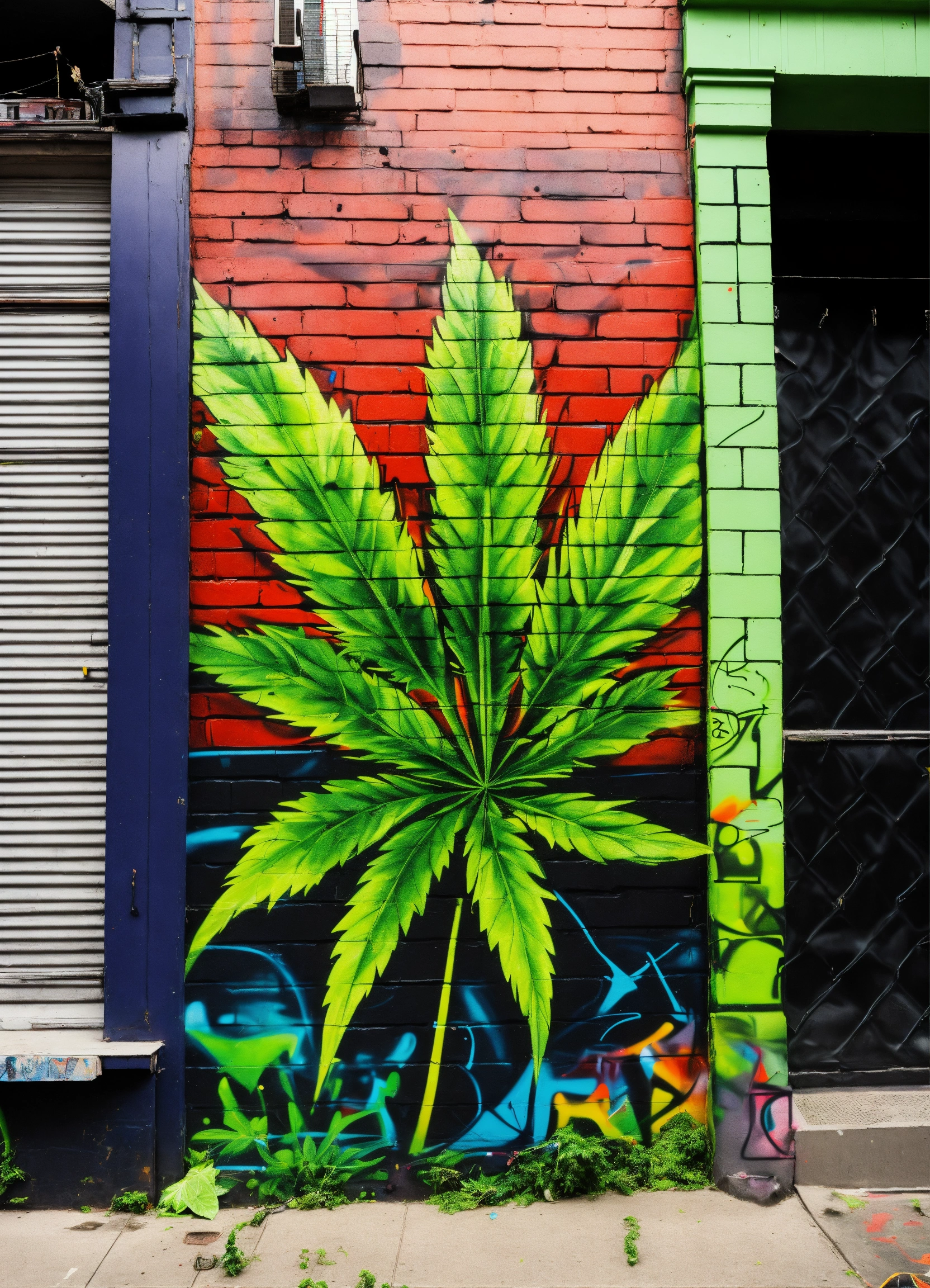 Lexica - Nyc graffiti mural weed theme