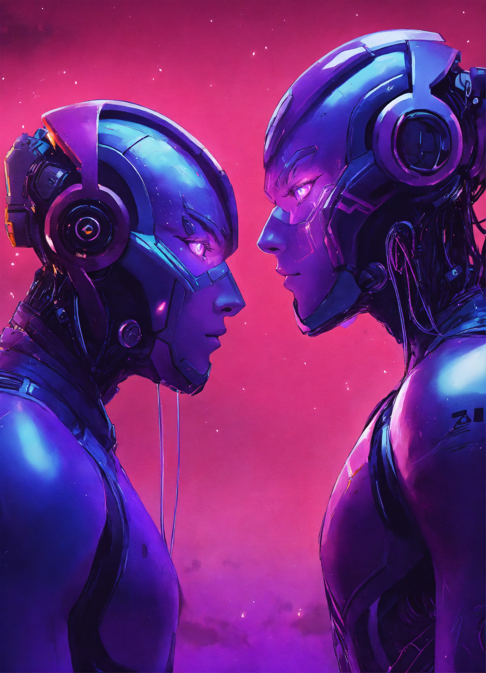 Lexica - Illustration of two cyber creatures looking at each other with ...