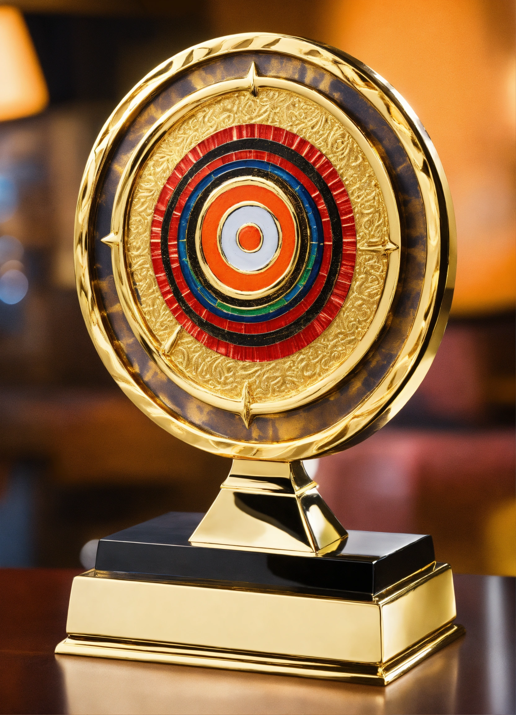 Lexica - Design a shiny gold bullseye trophy with a vibrant background ...