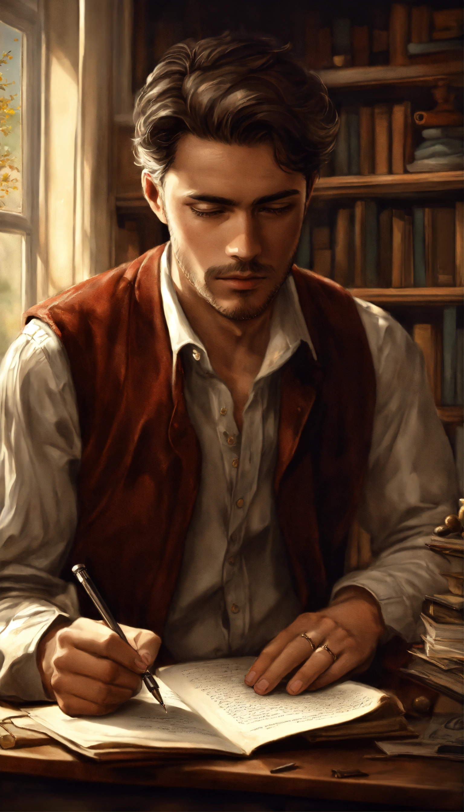 Lexica - A handsome male writer, with depression, beautiful ...