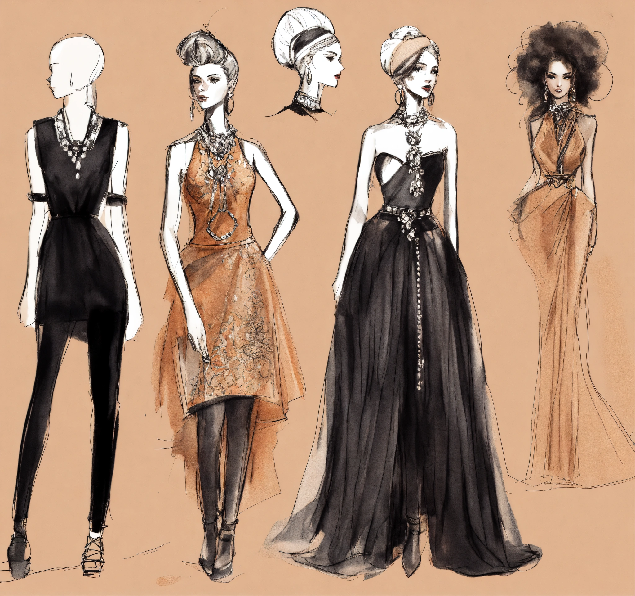 Lexica - Set designer, rough sketches, fashion illustration, pencil ...