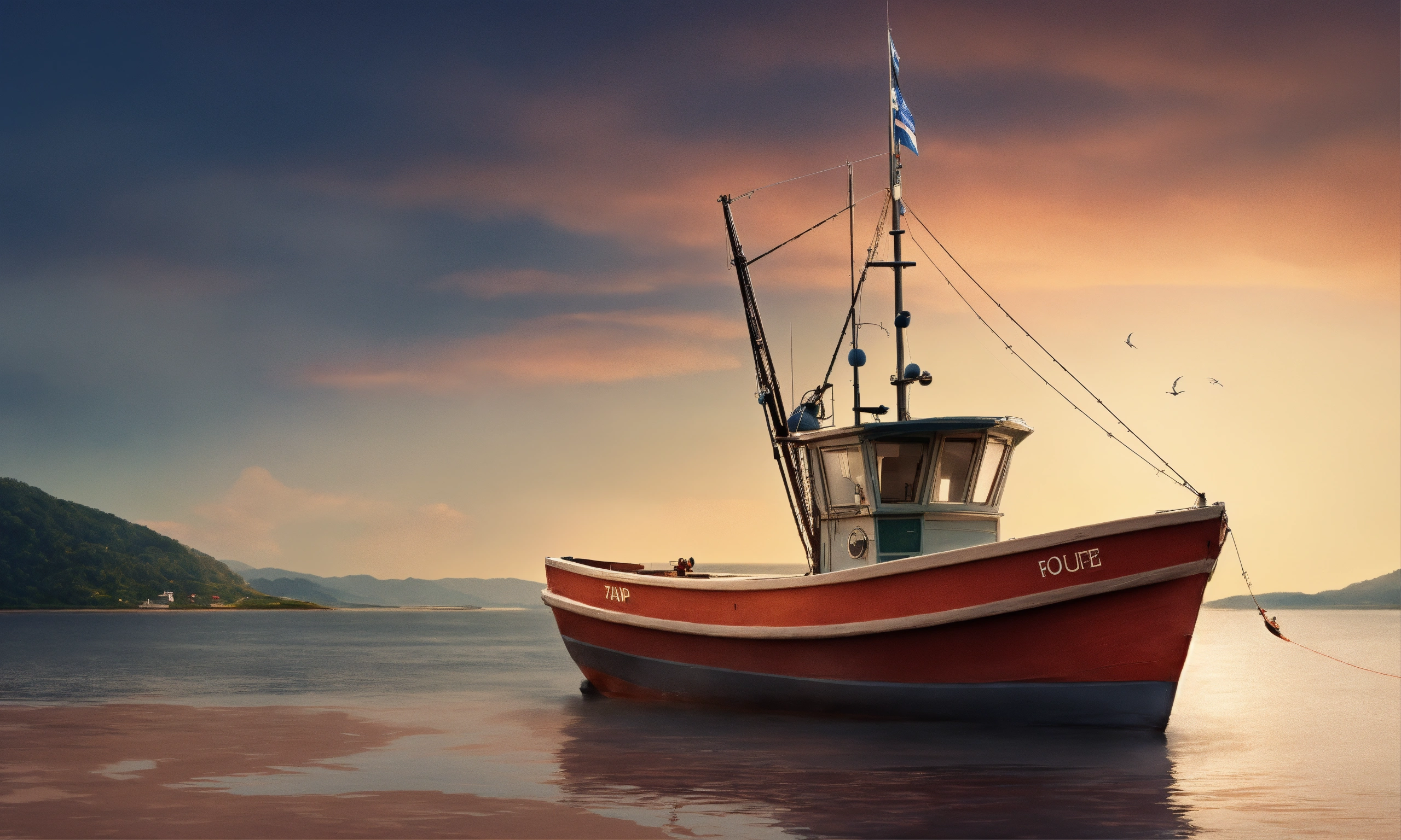 Lexica - Create a simple illustration of a small fishing boat without ...