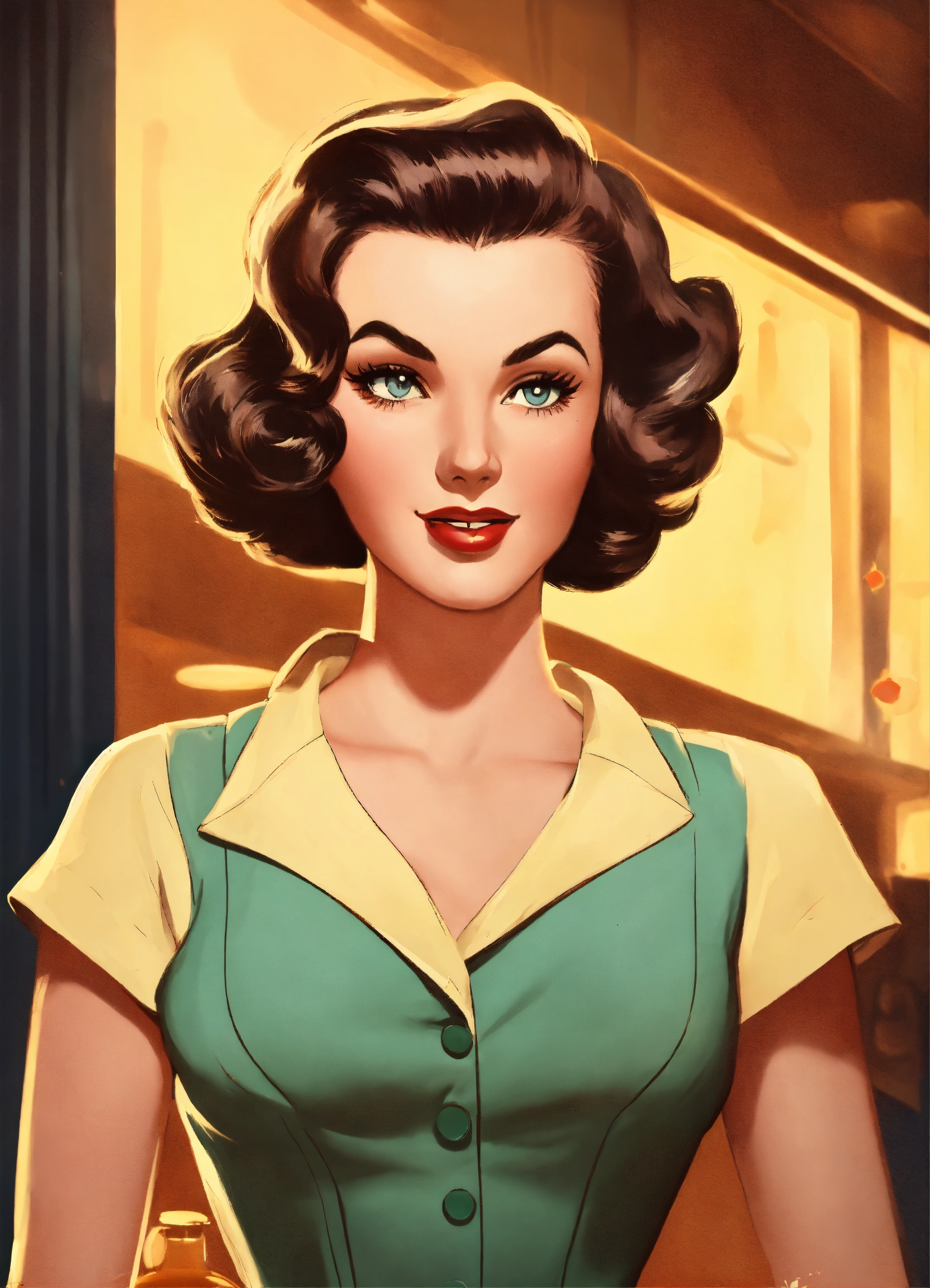 Lexica - 1950s retro style cartoon style of smart young pretty female ...