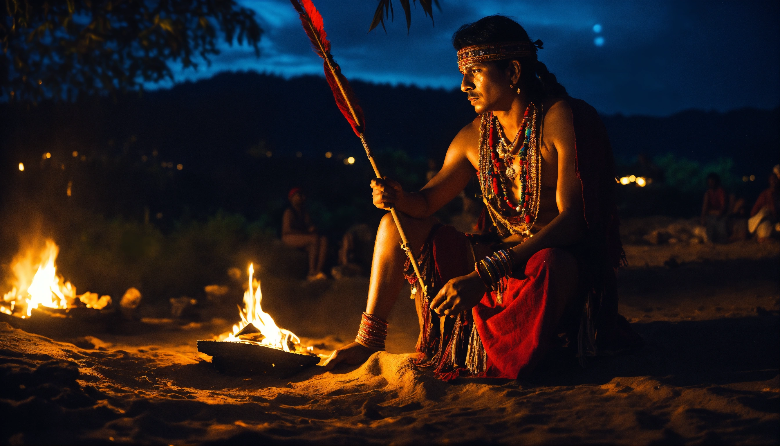 Lexica - Indian tribes night. cinematic. real picture.