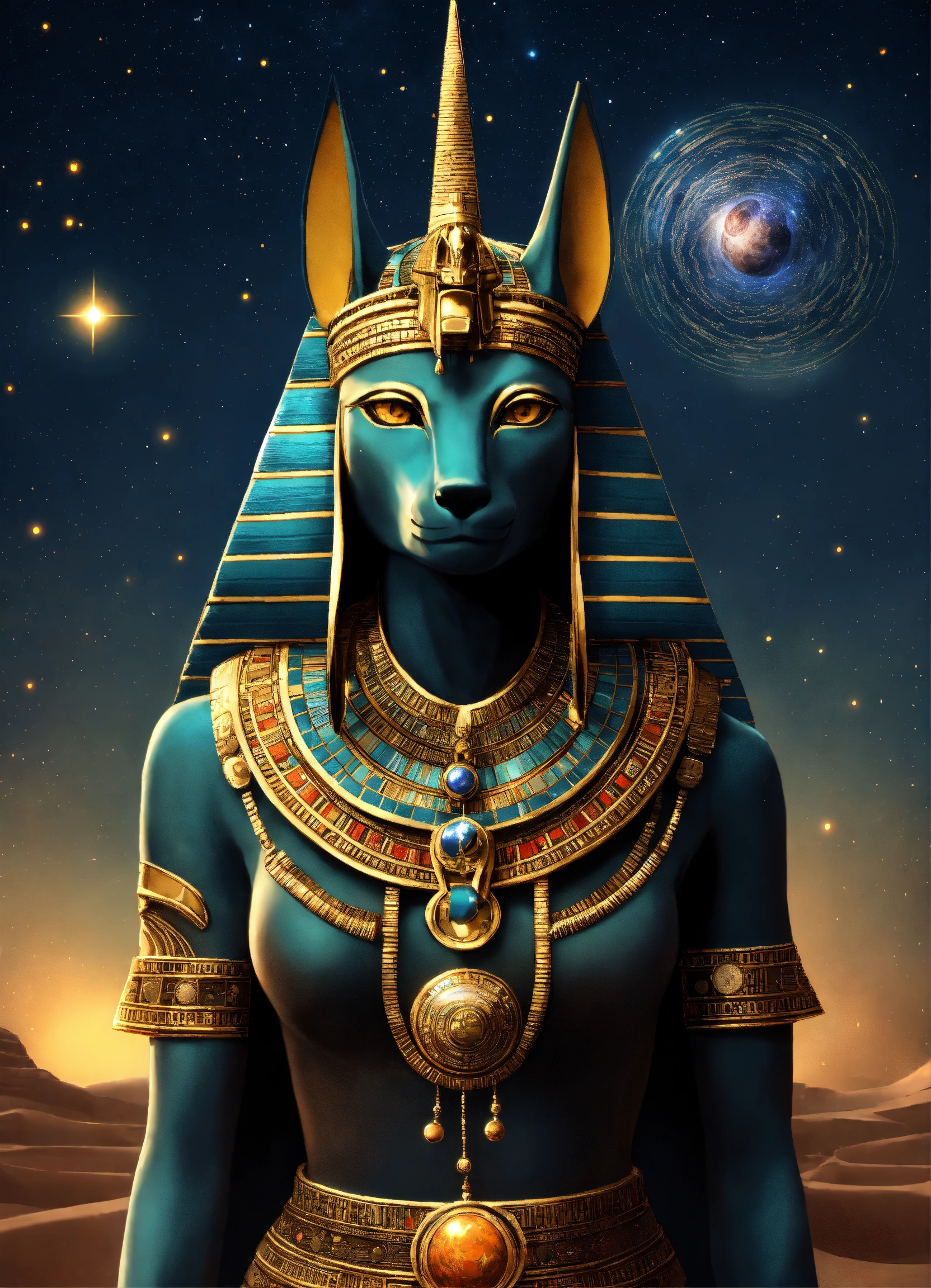 Lexica - Pharaonic, Anubis, intricate headdress, feminine, female ...