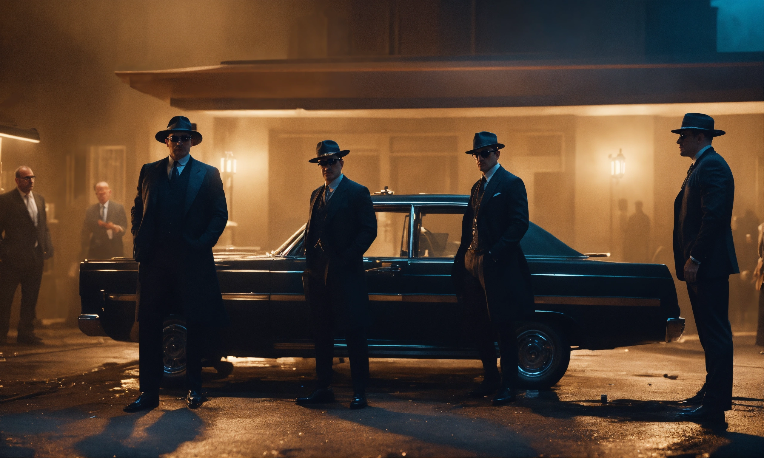 Lexica - Group of mafia gangster members in crime scene set design ...