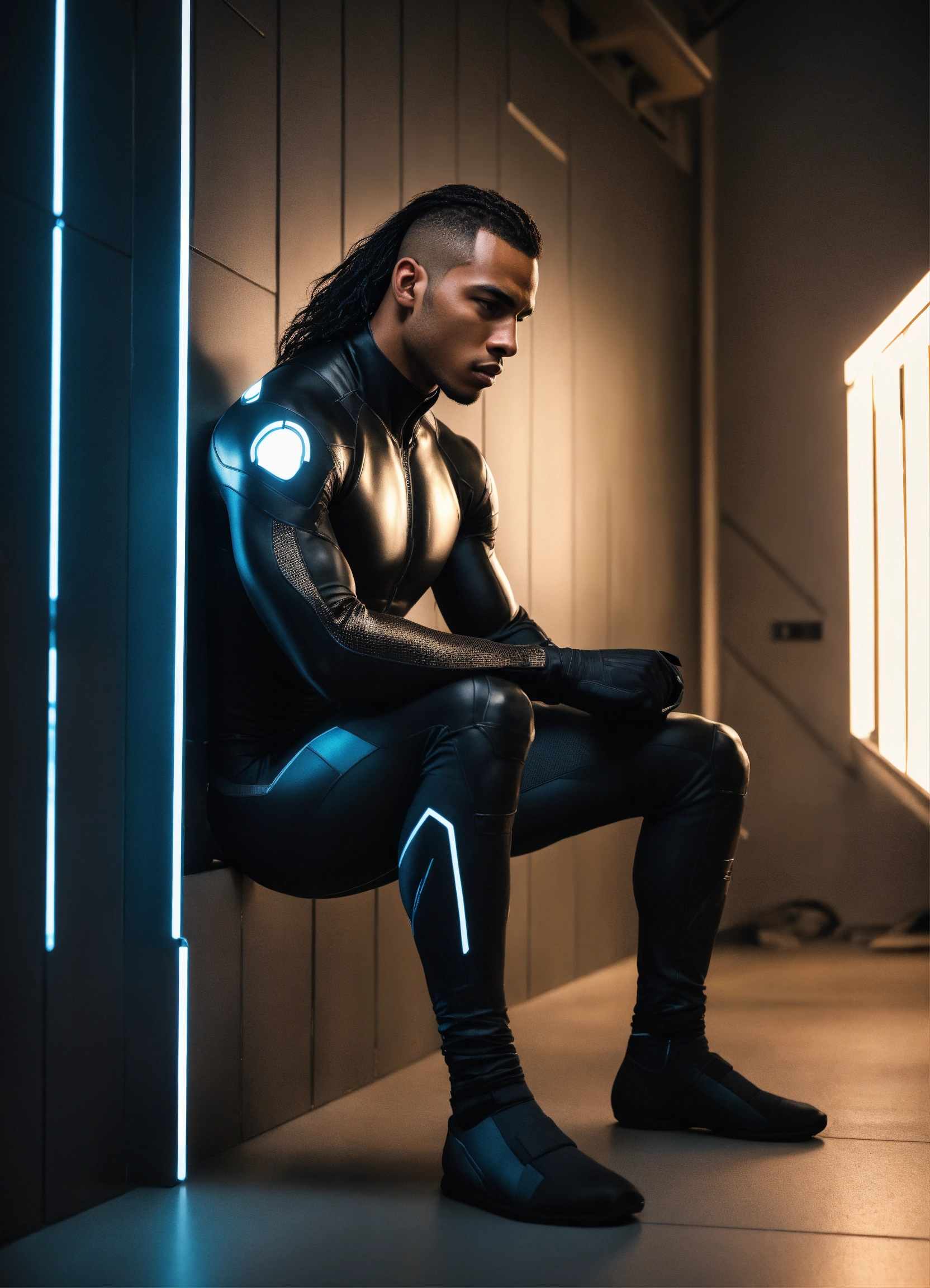 Lexica - A realistic dark photo of a strong muscular mixed race light ...