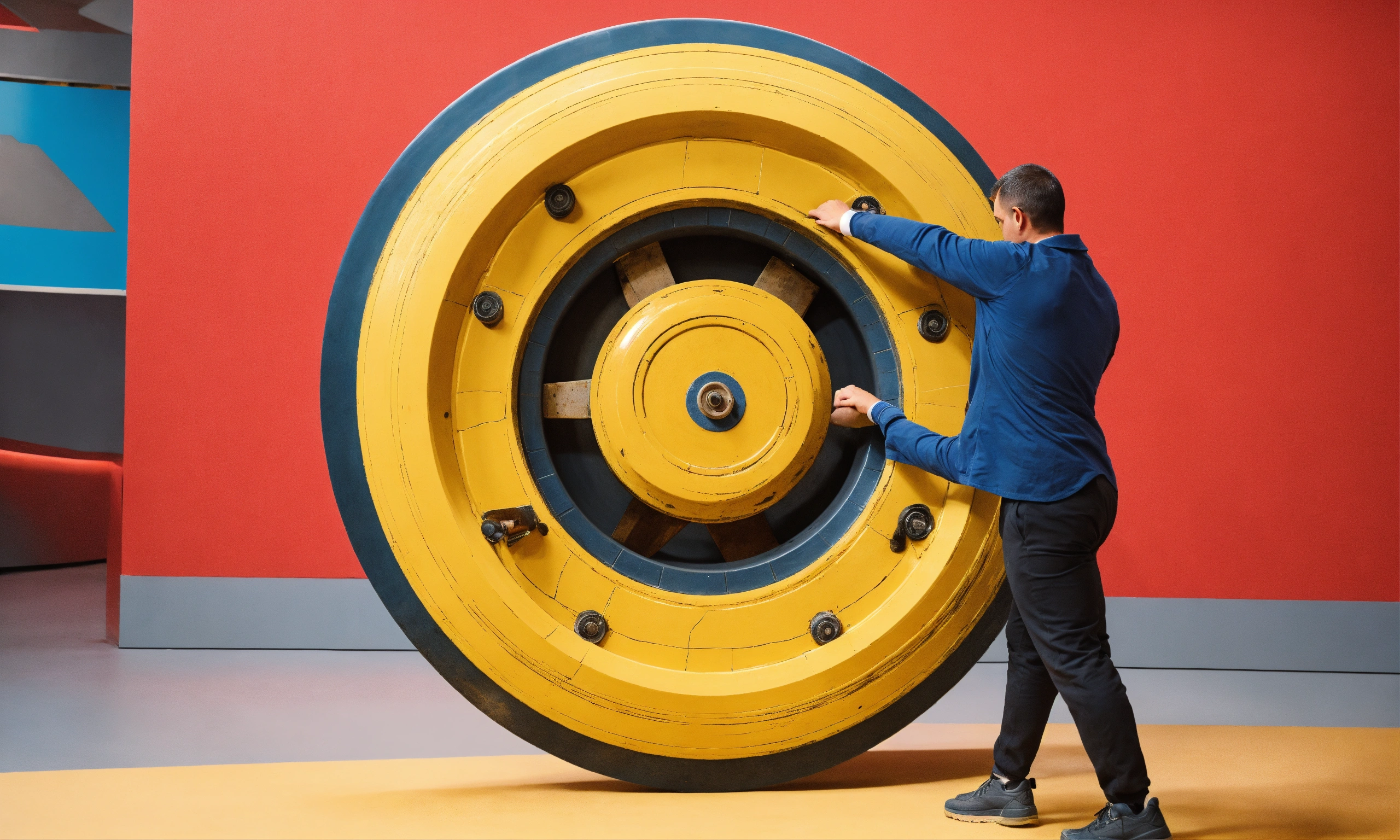 Lexica - Create an visual featuring a massive wheel, resembling a ...