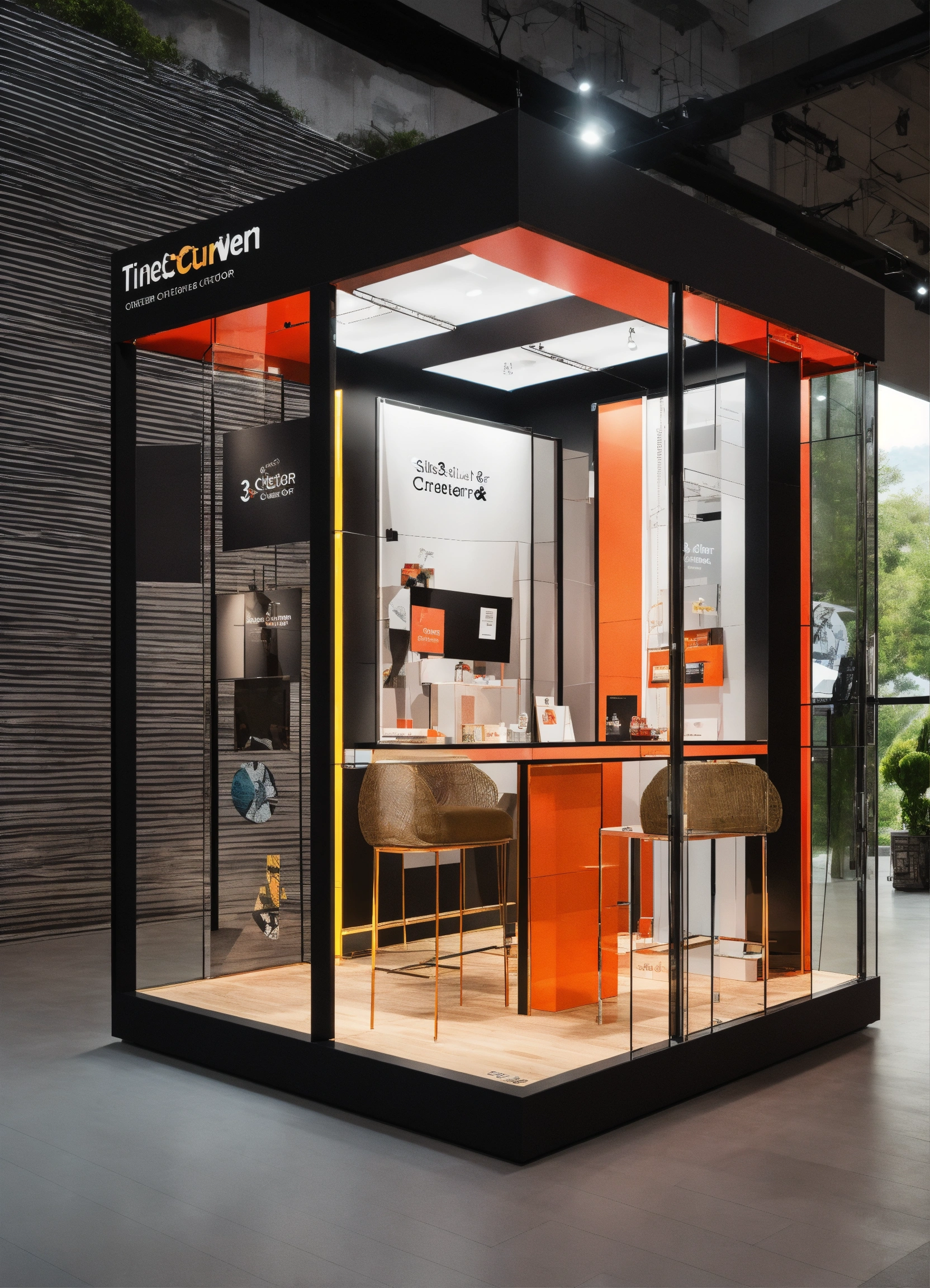 Lexica - Design a an exhibition stand that is 3 meters in depth and 8 ...
