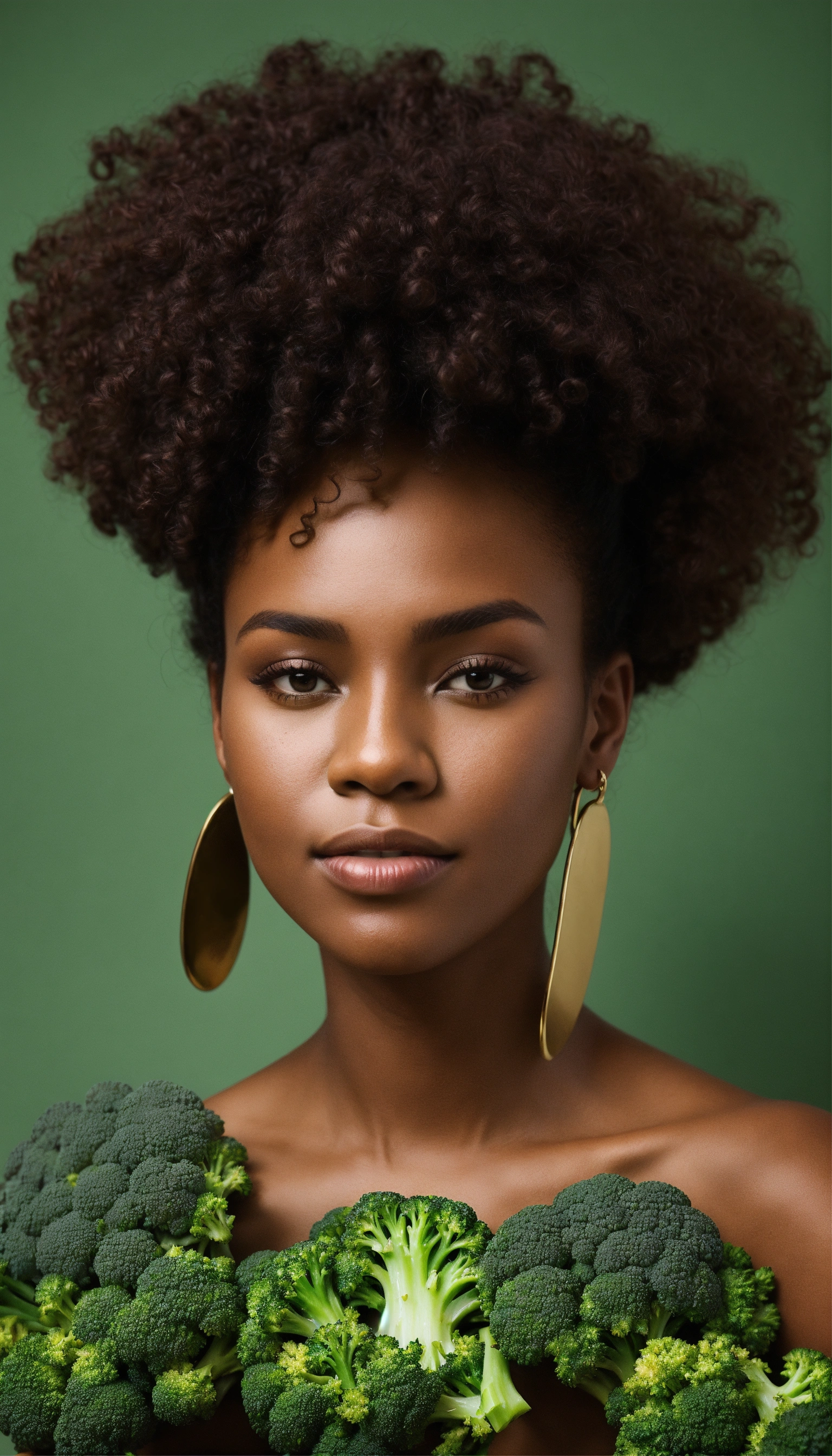 Lexica - Portrait of a pretty black woman with broccoli instead of her ...