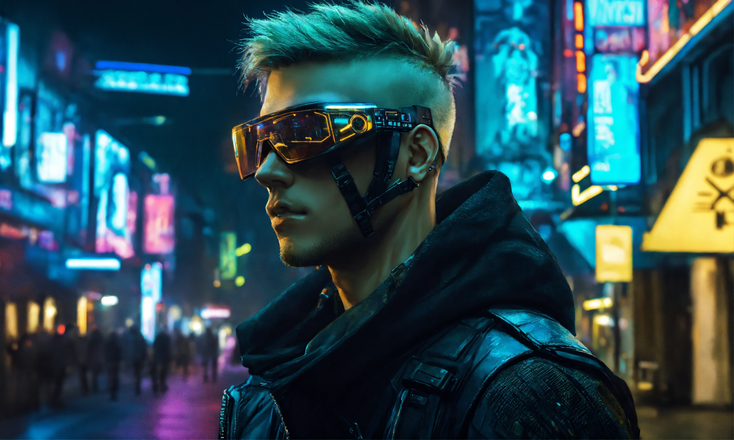 Lexica - Cyberpunk style, handsome guy in cyber punk city, Ukraine, in ...